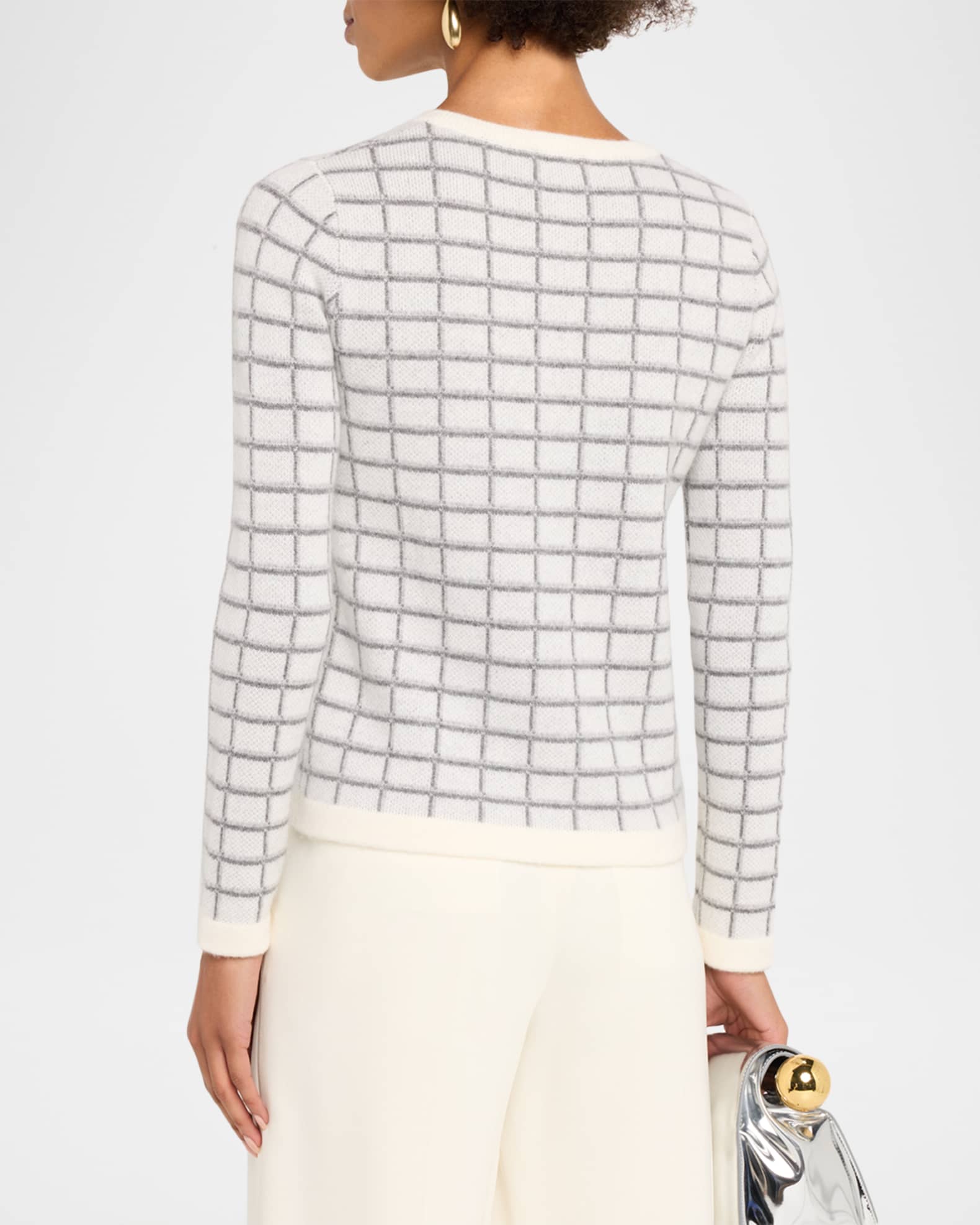 Neiman Marcus Cashmere Collection Cashmere Jacquard Grid Jacket ...