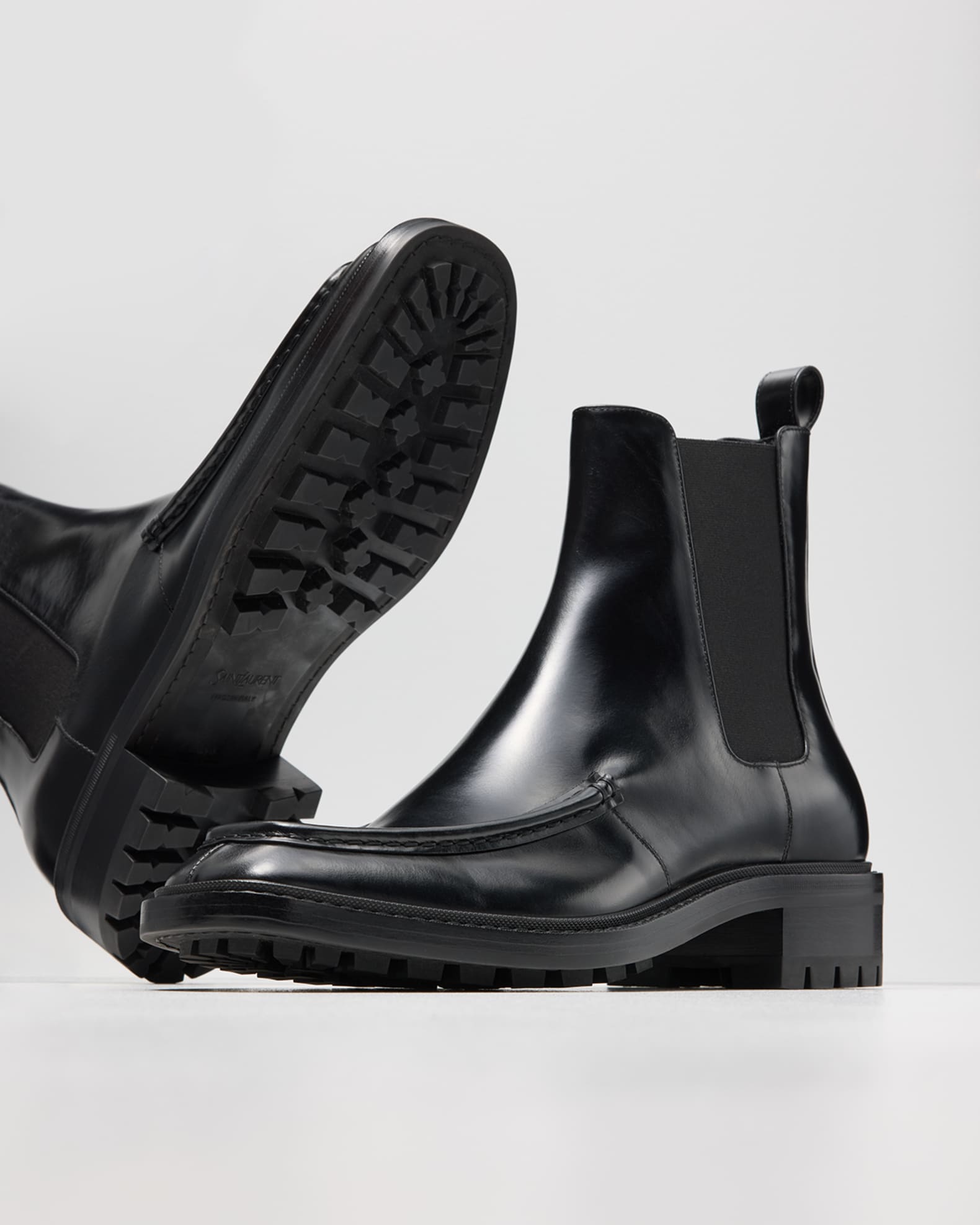 Saint Laurent Men's Joe Smooth Leather Lug-Sole Chelsea Boots | Neiman ...