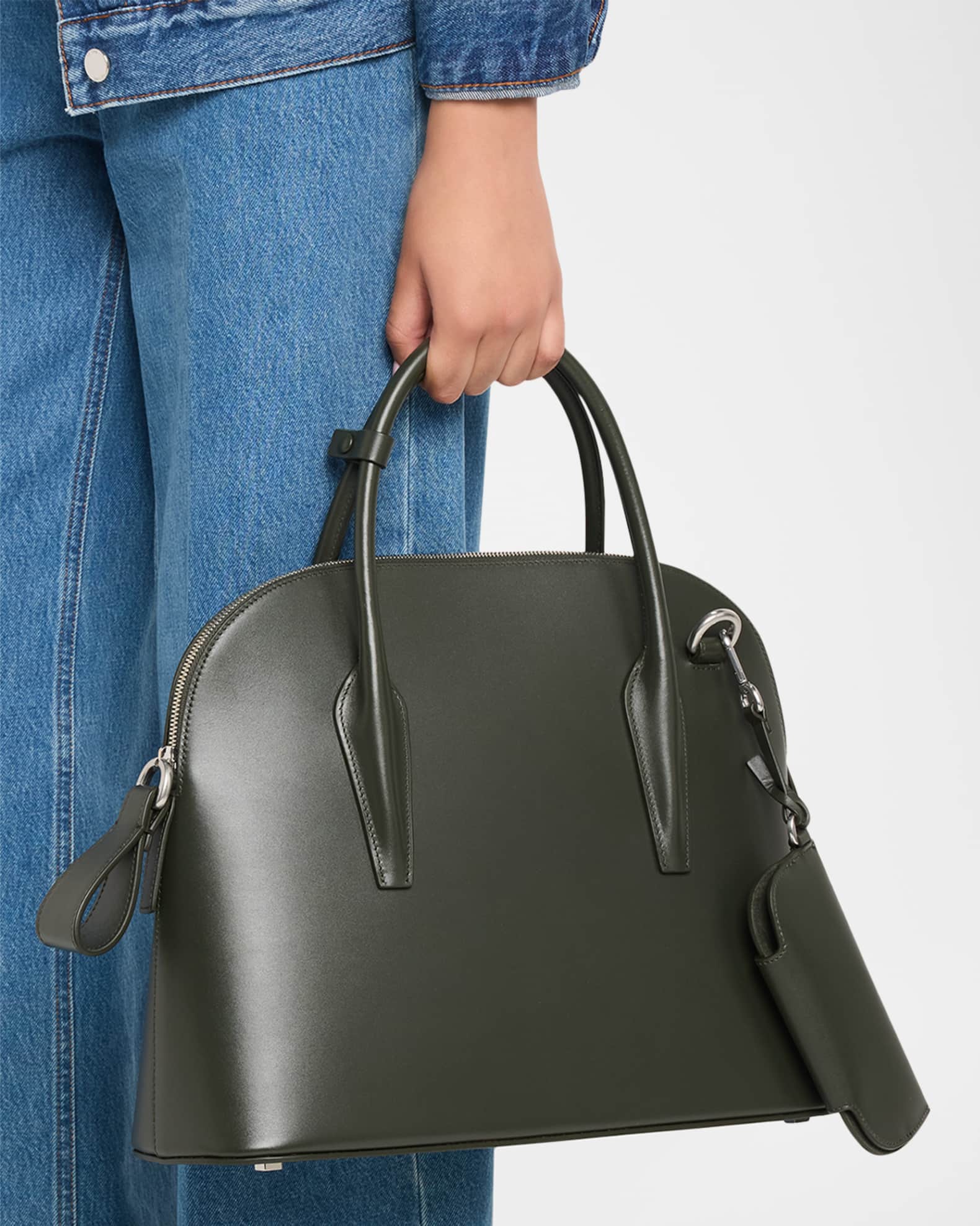 Michael Kors Collection Kaitlin Large Dome Box Leather Top-Handle Bag ...
