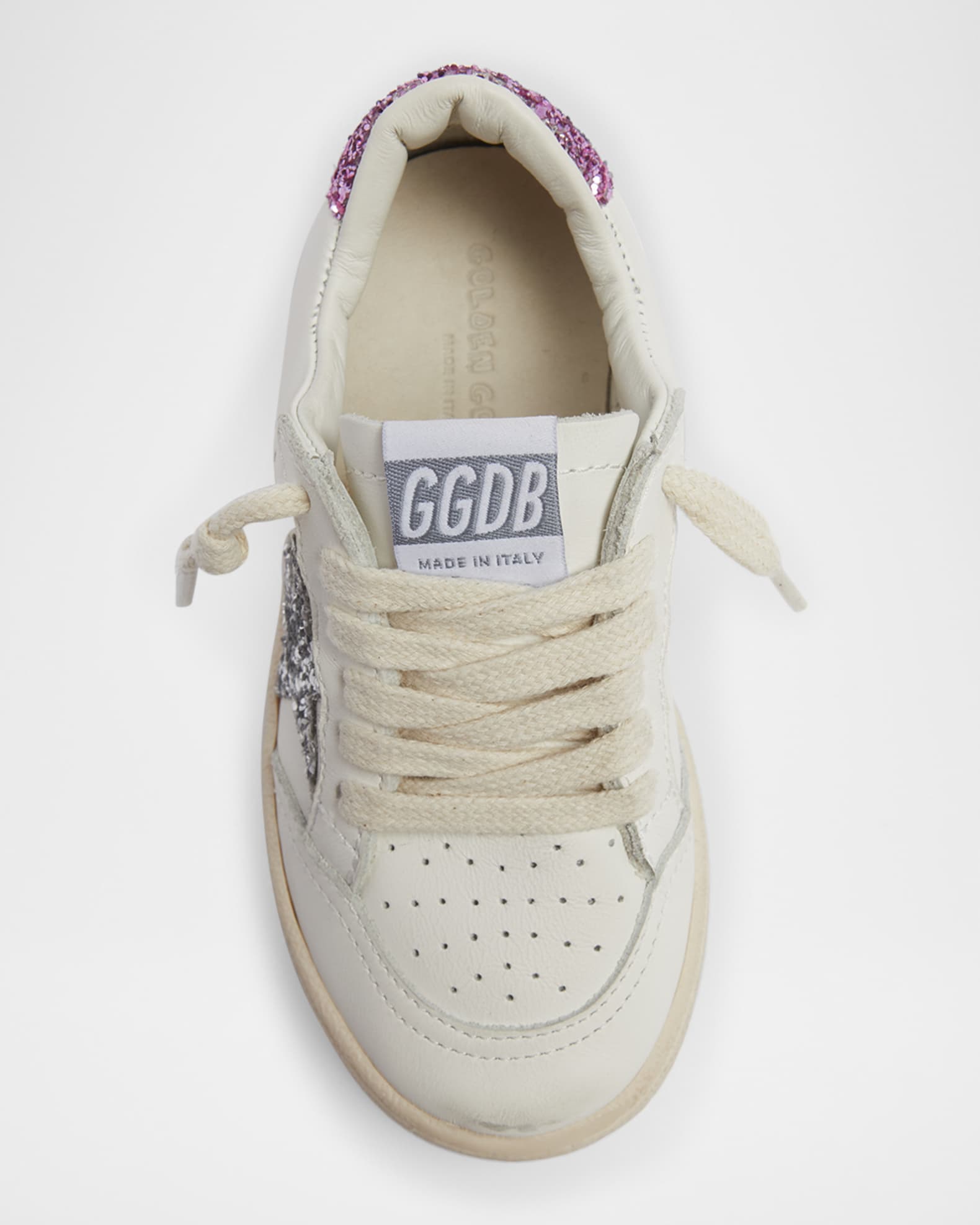 Golden Goose Girl's Ballstar Leather Glitter Star Sneakers, Baby ...