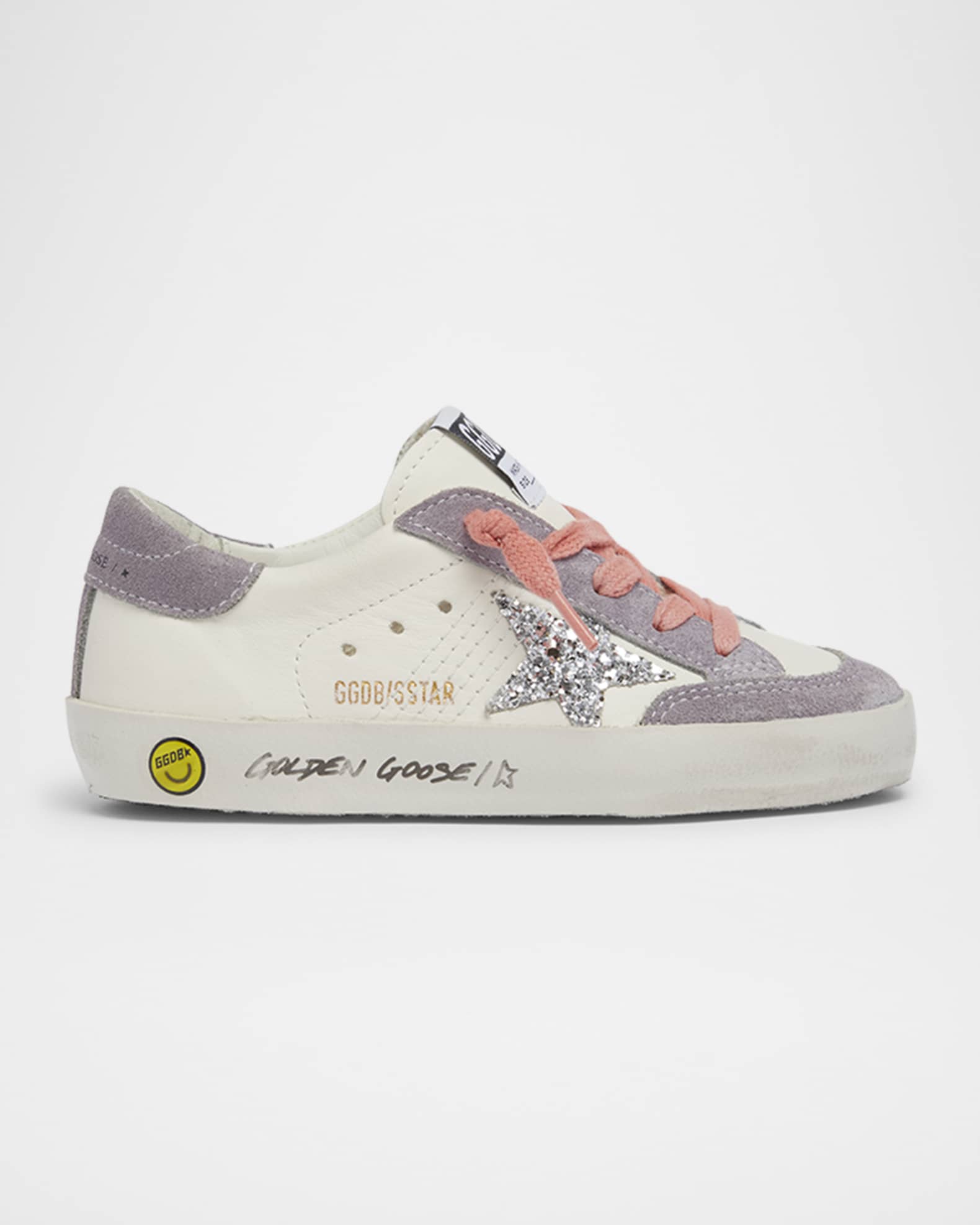 Girl's Superstar Penstar Mixed Leather Glitter Star Sneakers | Neiman ...