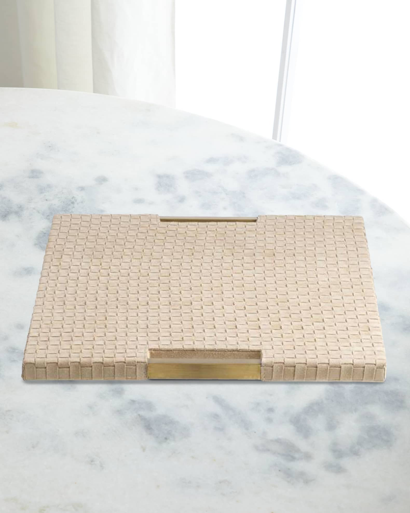 Arteriors Kellen Suede Basketweave Tray | Neiman Marcus