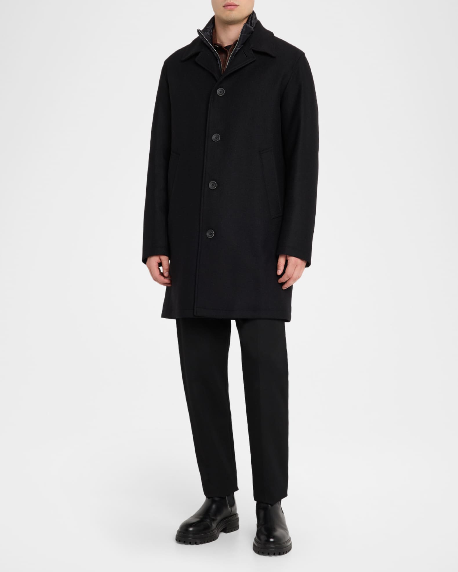 Herno Men's Wool-Blend Coat w/ Removable Bib | Neiman Marcus