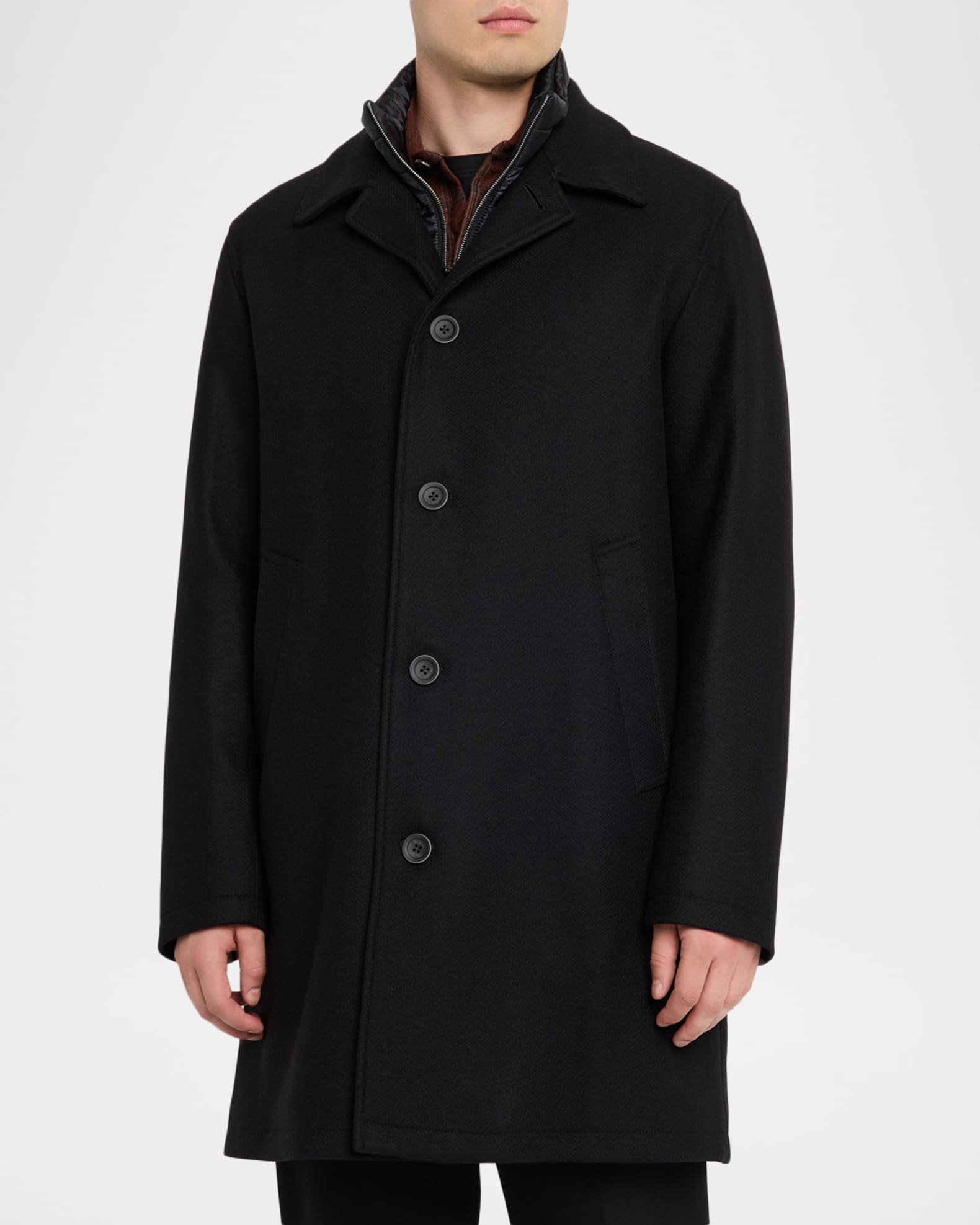 Herno Men's Wool-Blend Coat w/ Removable Bib | Neiman Marcus