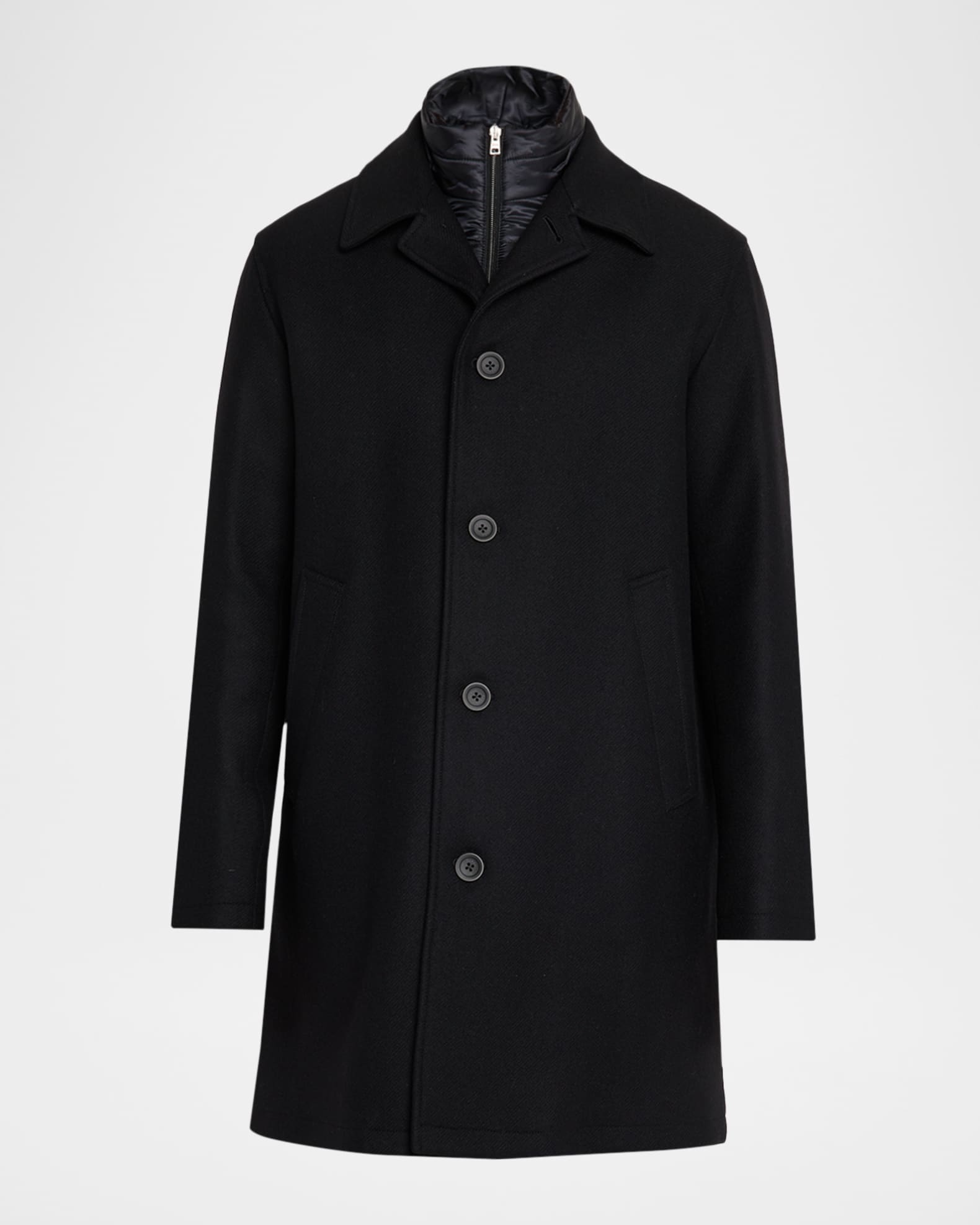 Herno Men's Wool-Blend Coat w/ Removable Bib | Neiman Marcus