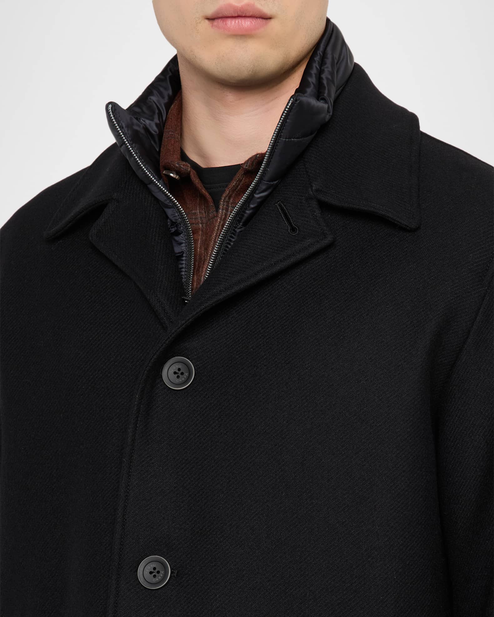 Herno Men's Wool-Blend Coat w/ Removable Bib | Neiman Marcus