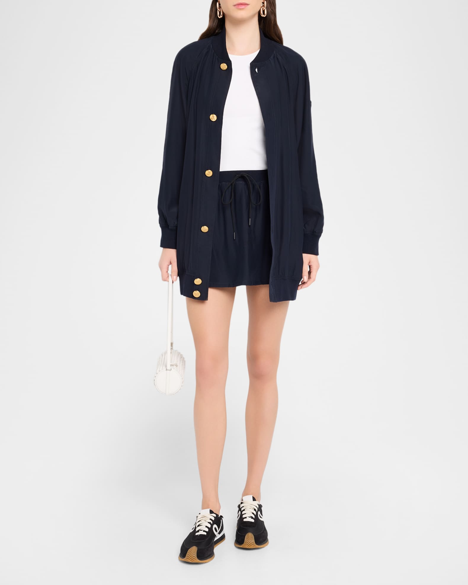 FRAME The Tennis Drawstring Silk Skirt | Neiman Marcus