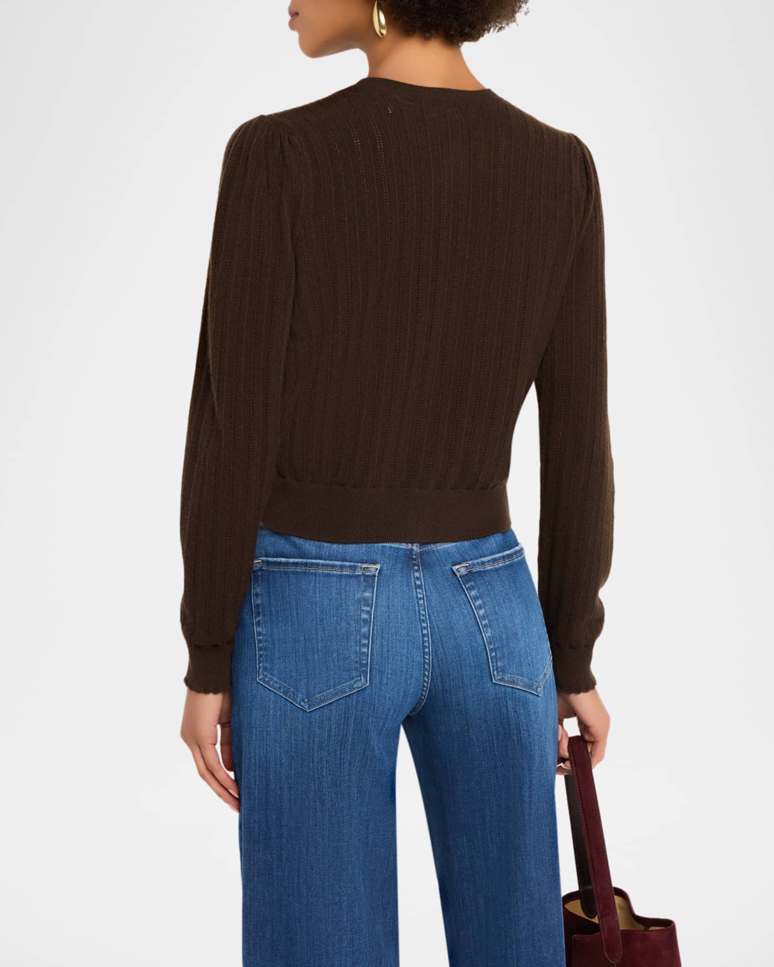 FRAME The Ladder Pointelle Cashmere Cardigan | Neiman Marcus