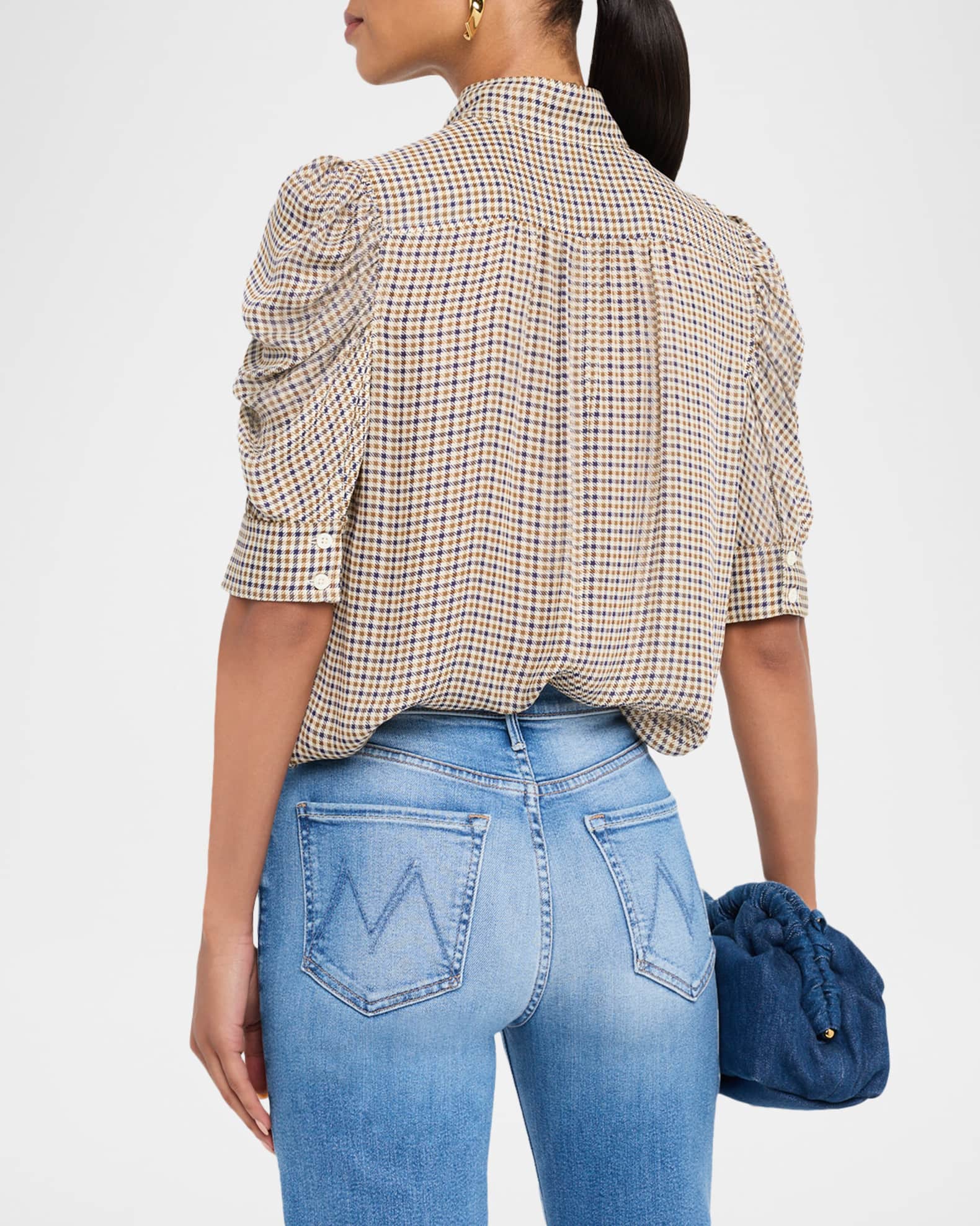 FRAME The Houndstooth Silk Blouse | Neiman Marcus