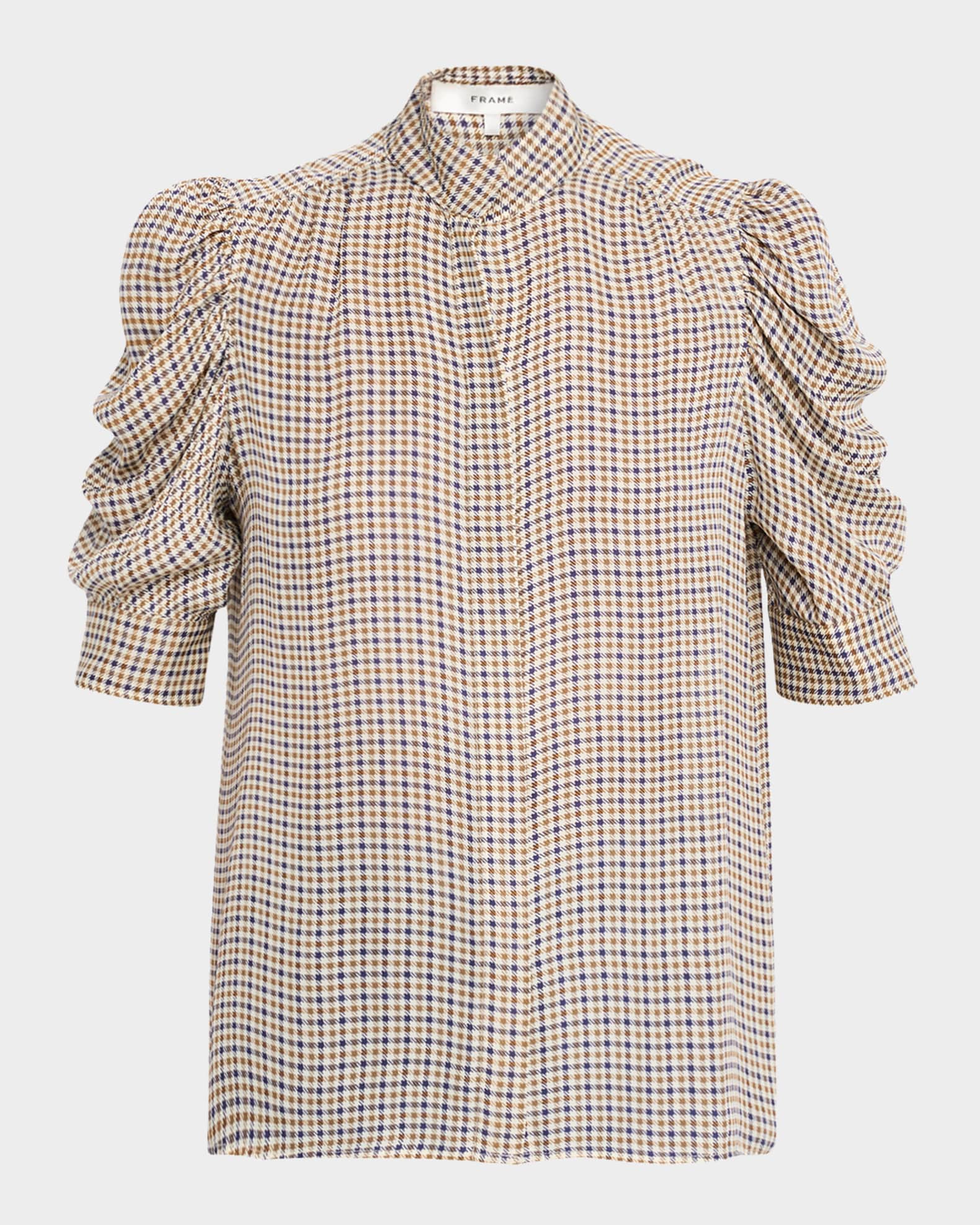 FRAME The Houndstooth Silk Blouse | Neiman Marcus