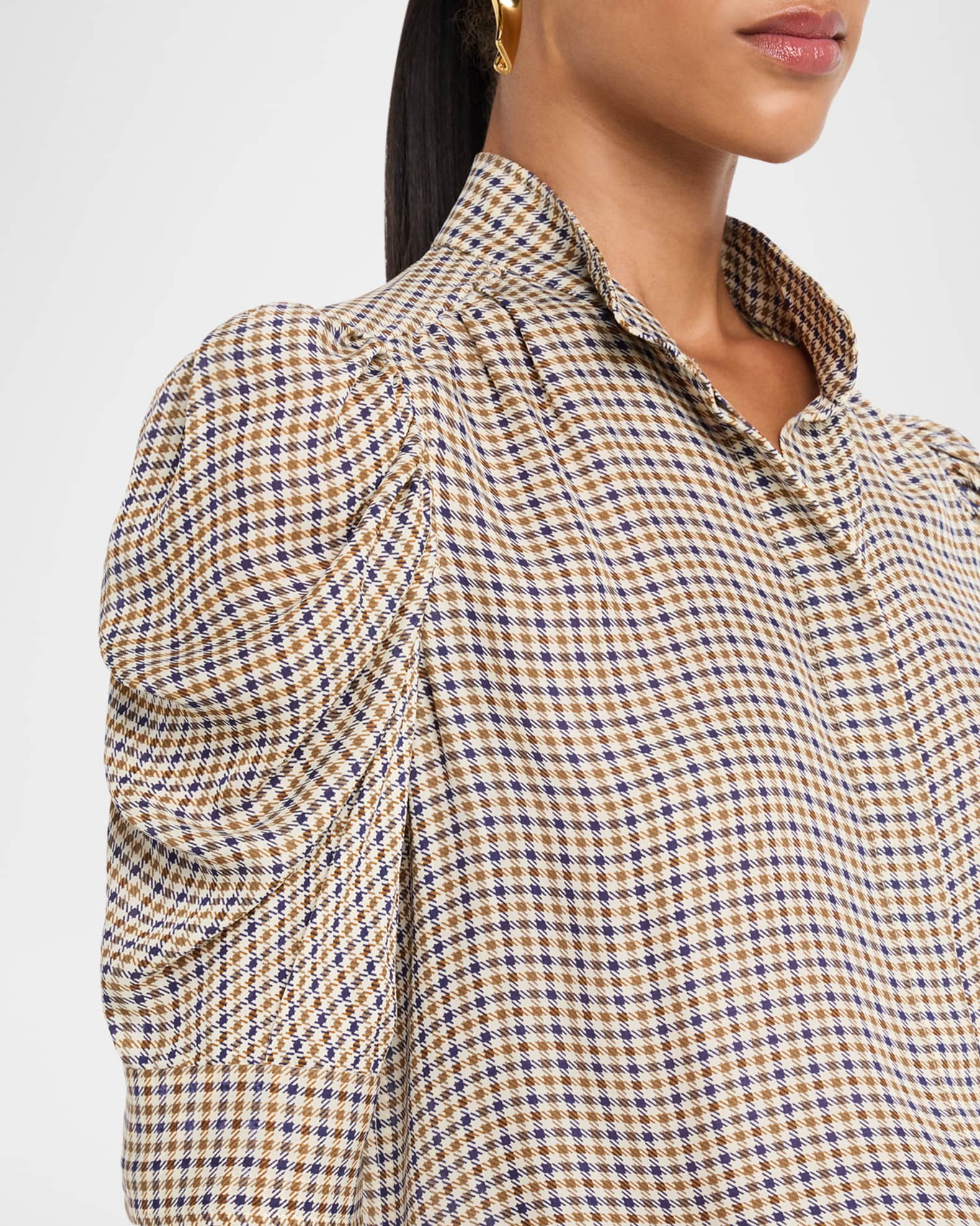 FRAME The Houndstooth Silk Blouse | Neiman Marcus