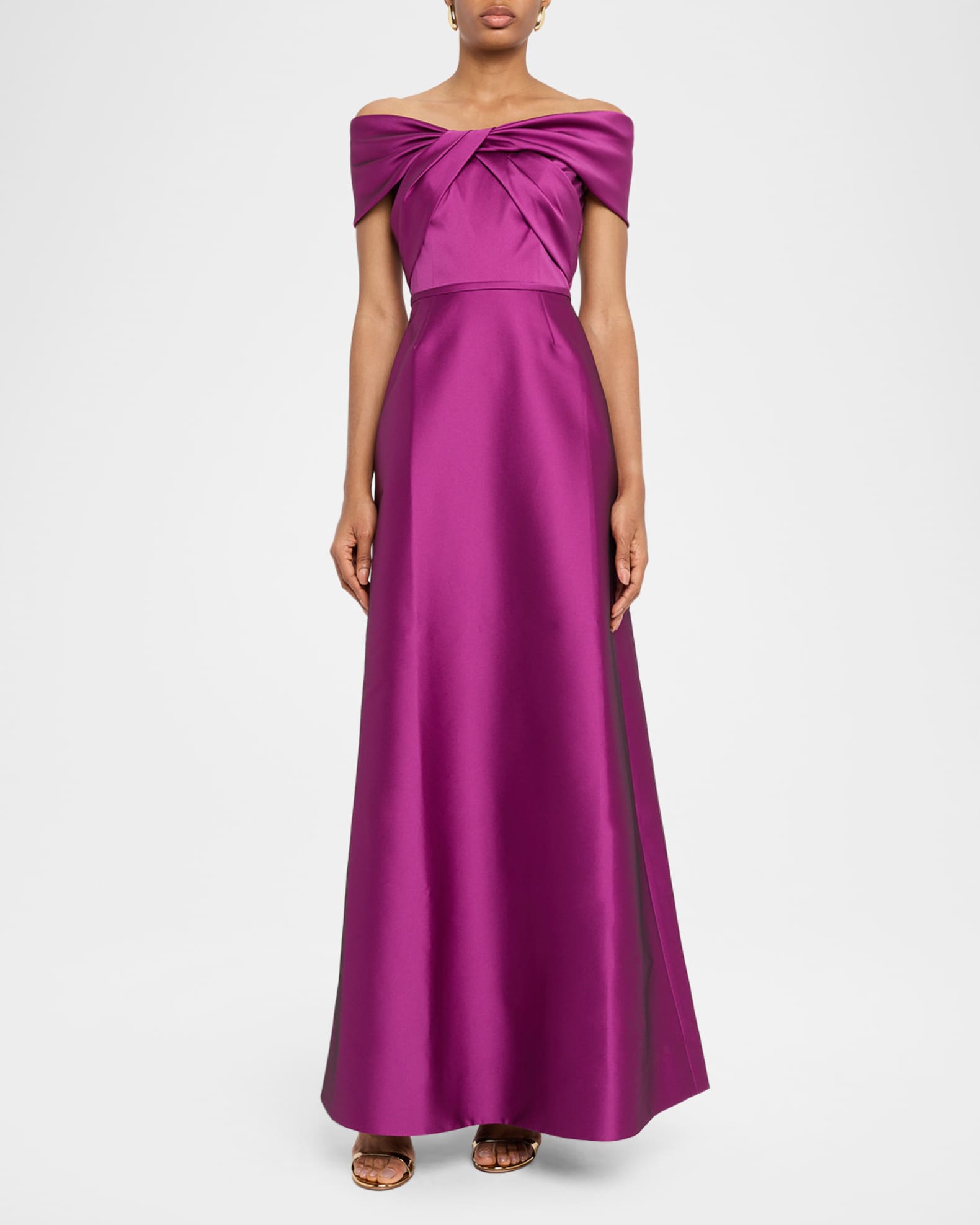 Rickie Freeman for Teri Jon Off-Shoulder Stretch Mikado Gown | Neiman ...