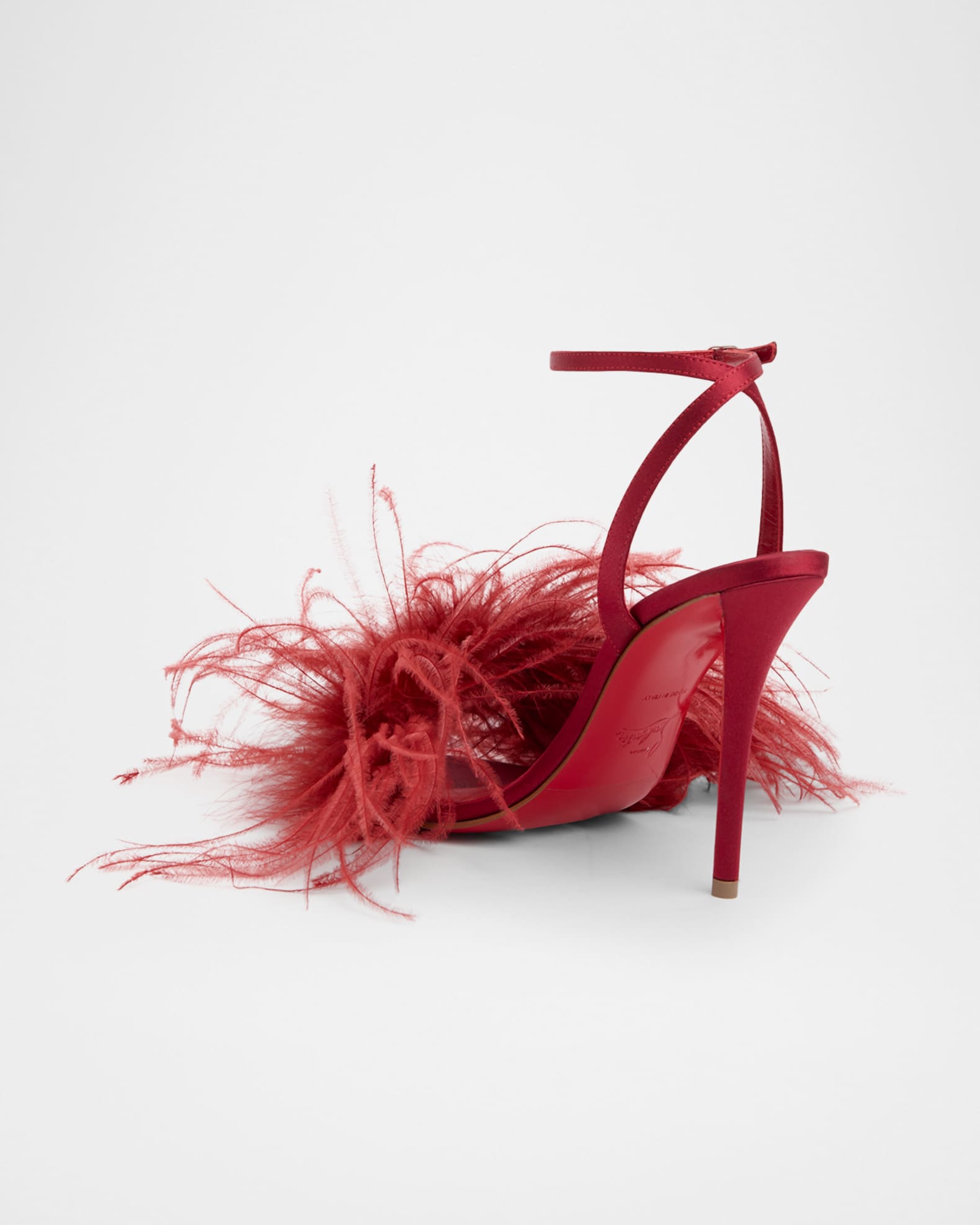 Christian Louboutin 100mm Miss Z Poupi Silk Feather Pumps | Neiman Marcus