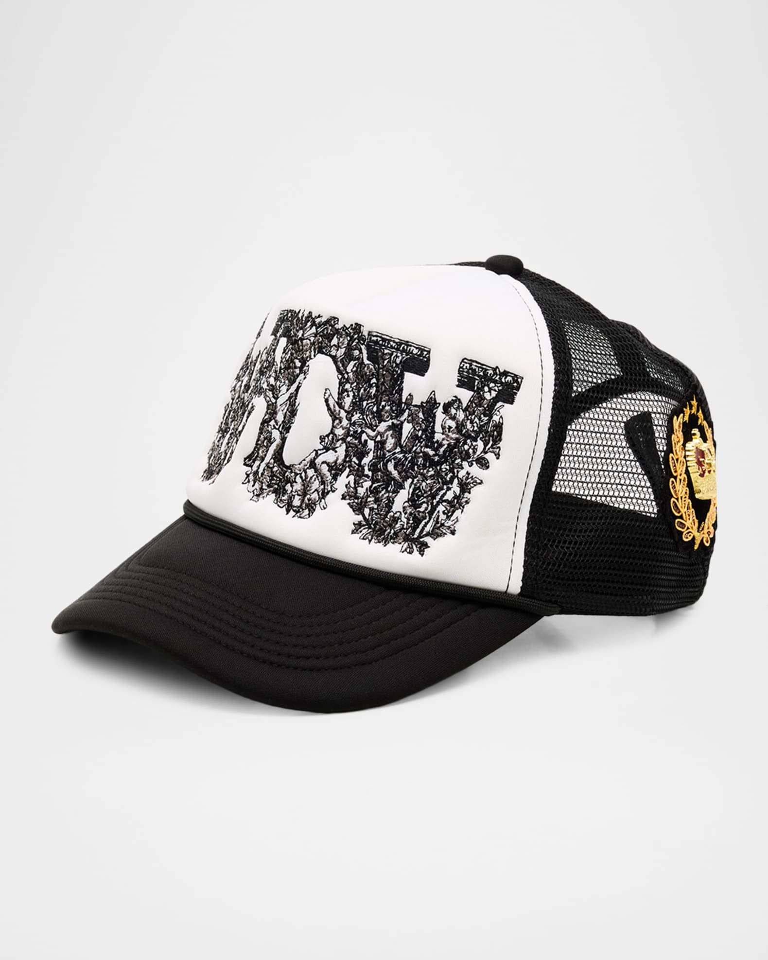 WHO DECIDES WAR Men's Baroque Embroidered Trucker Hat | Neiman Marcus
