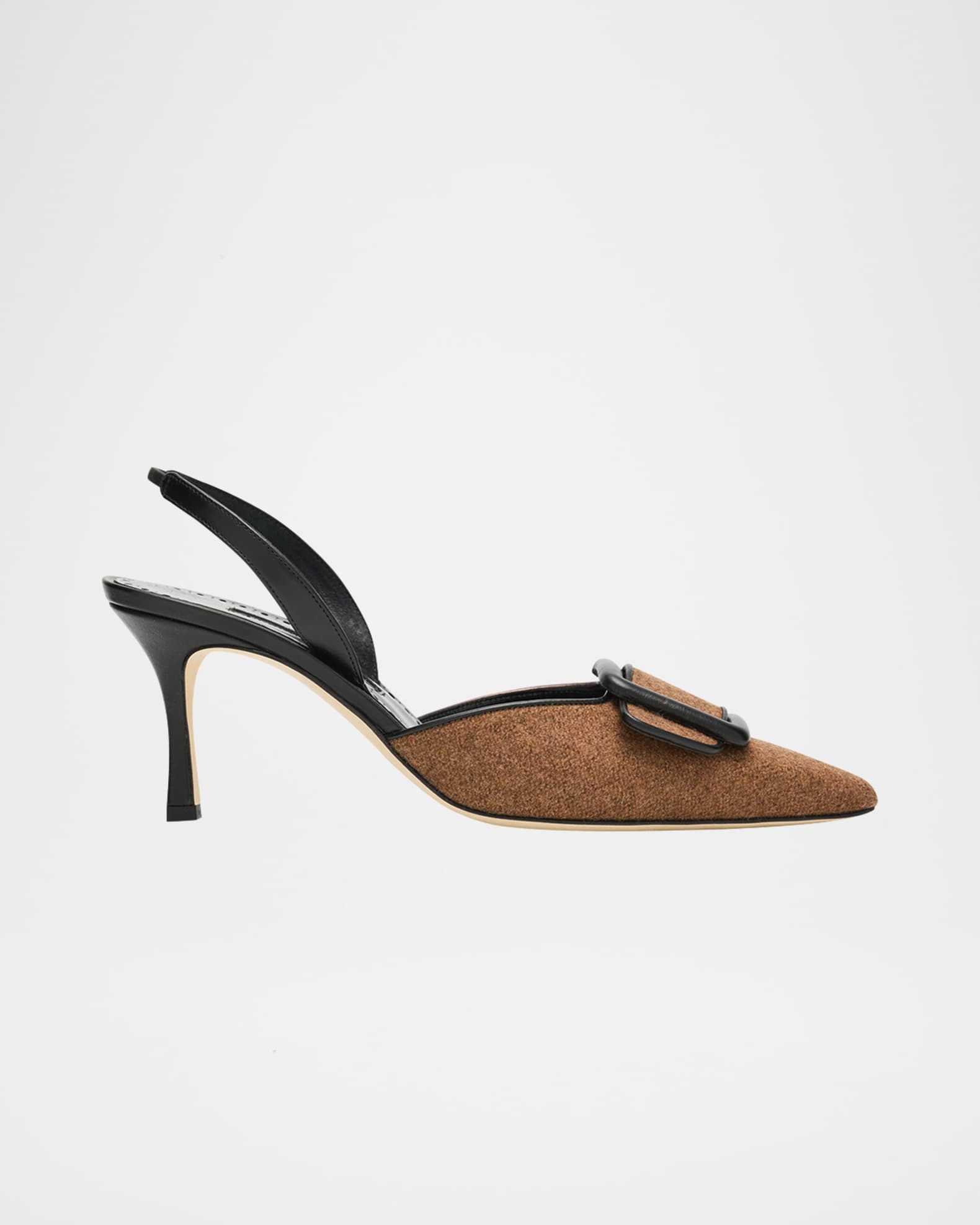 Manolo Blahnik Mayslibi Wool Buckle Slingback Pumps | Neiman Marcus