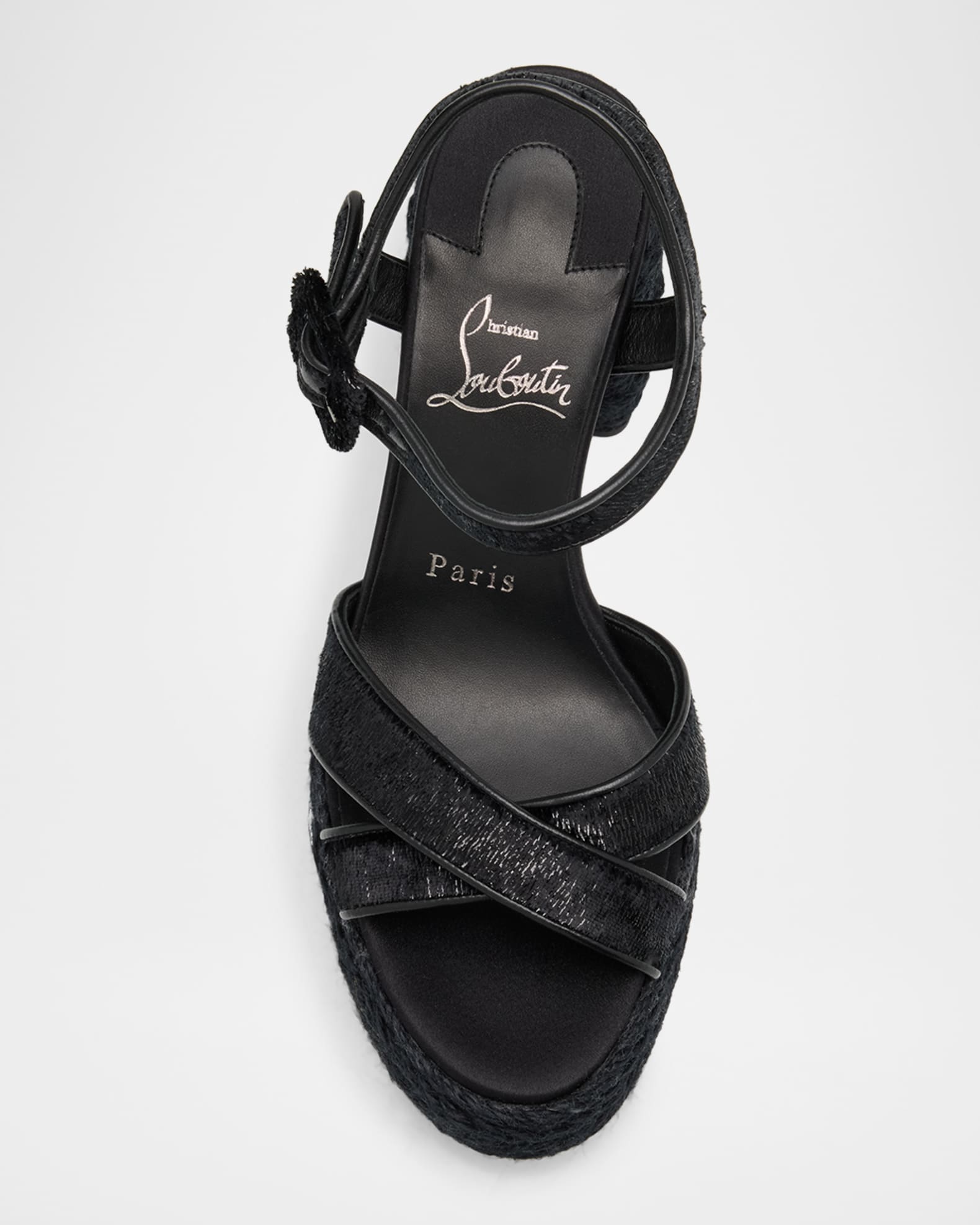 Christian Louboutin 85mm Calakala Velvet Red Sole Platform Espadrille ...