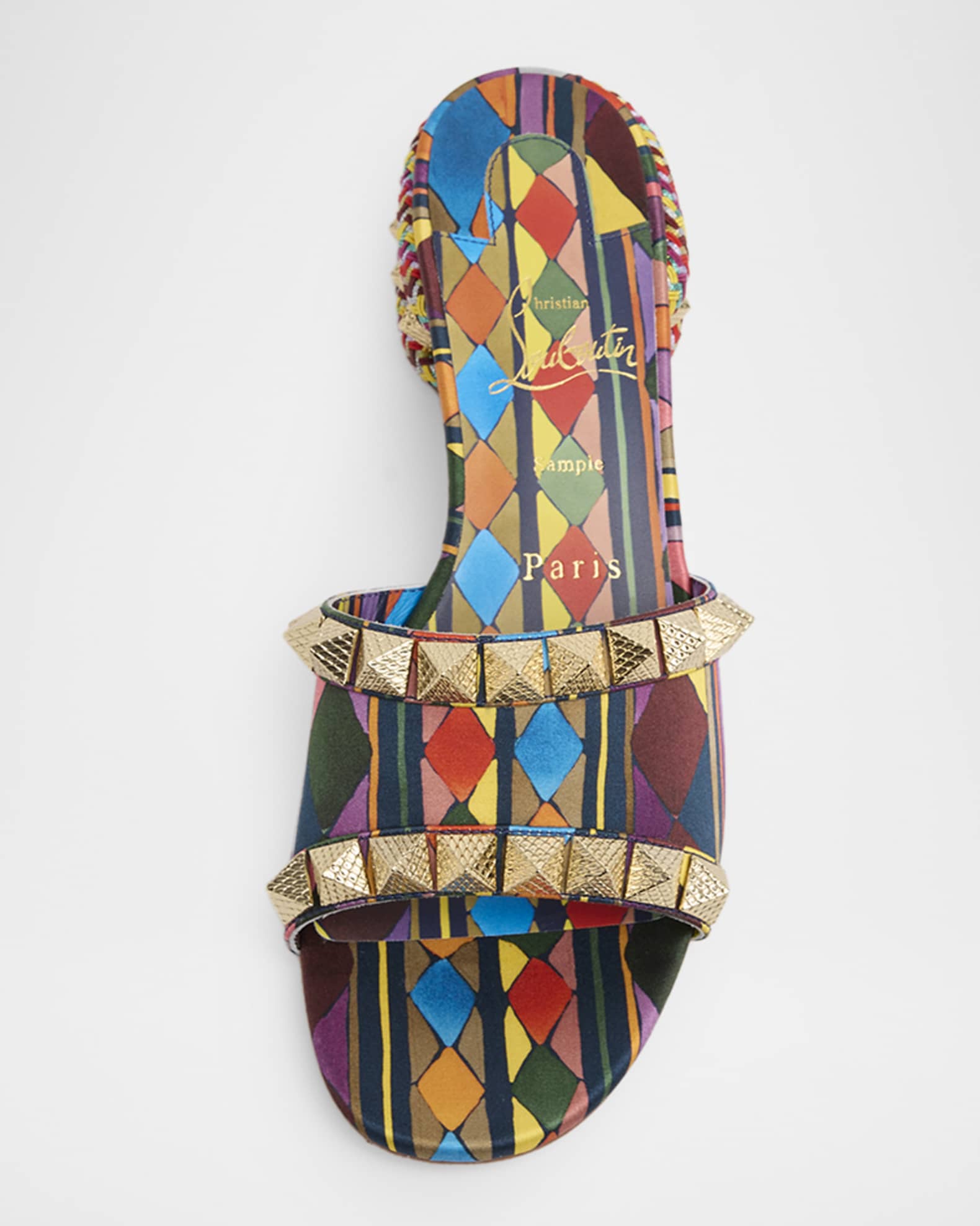 Christian Louboutin 30mm Pyramule Satin Spike Sandals | Neiman Marcus