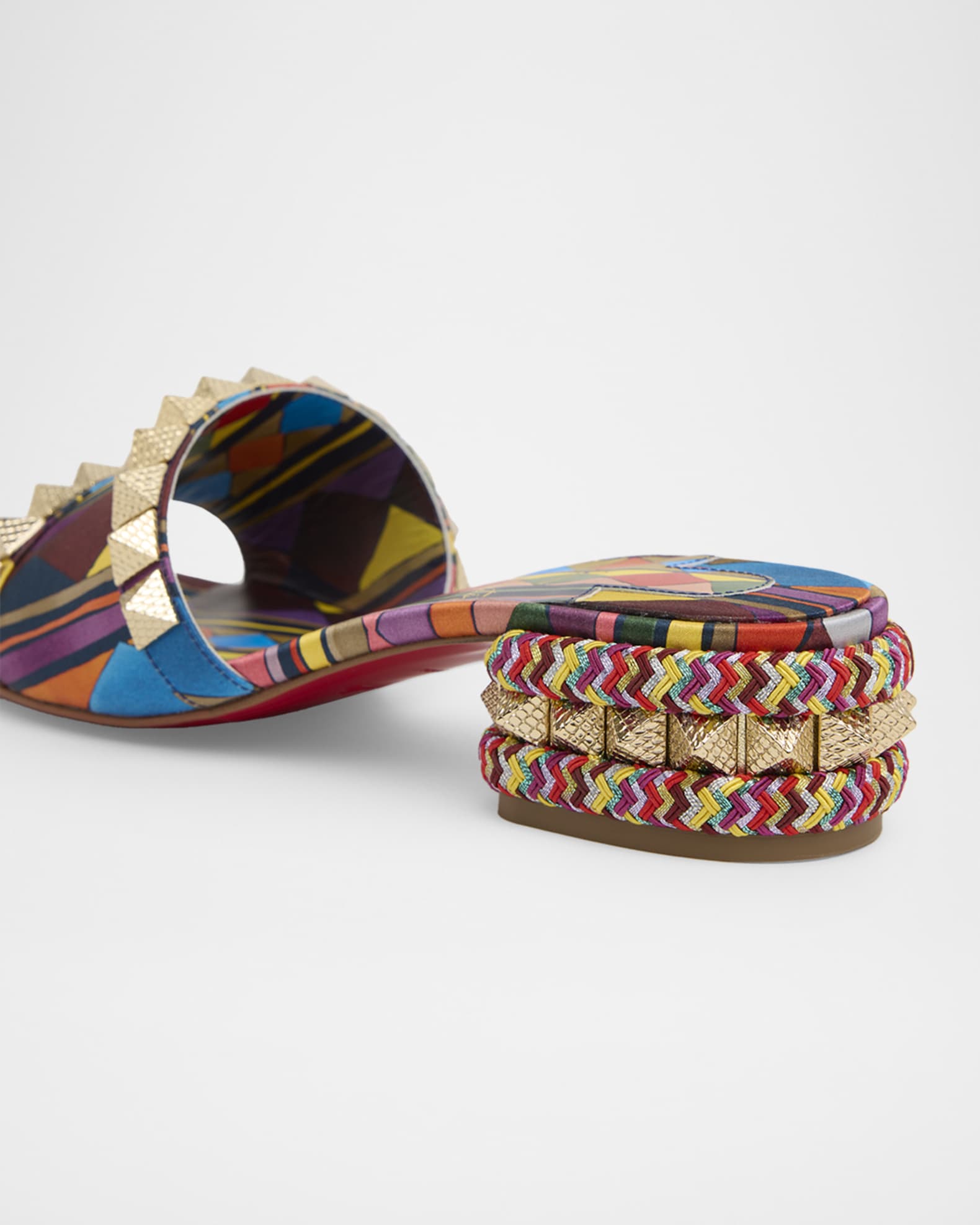 Christian Louboutin 30mm Pyramule Satin Spike Sandals | Neiman Marcus