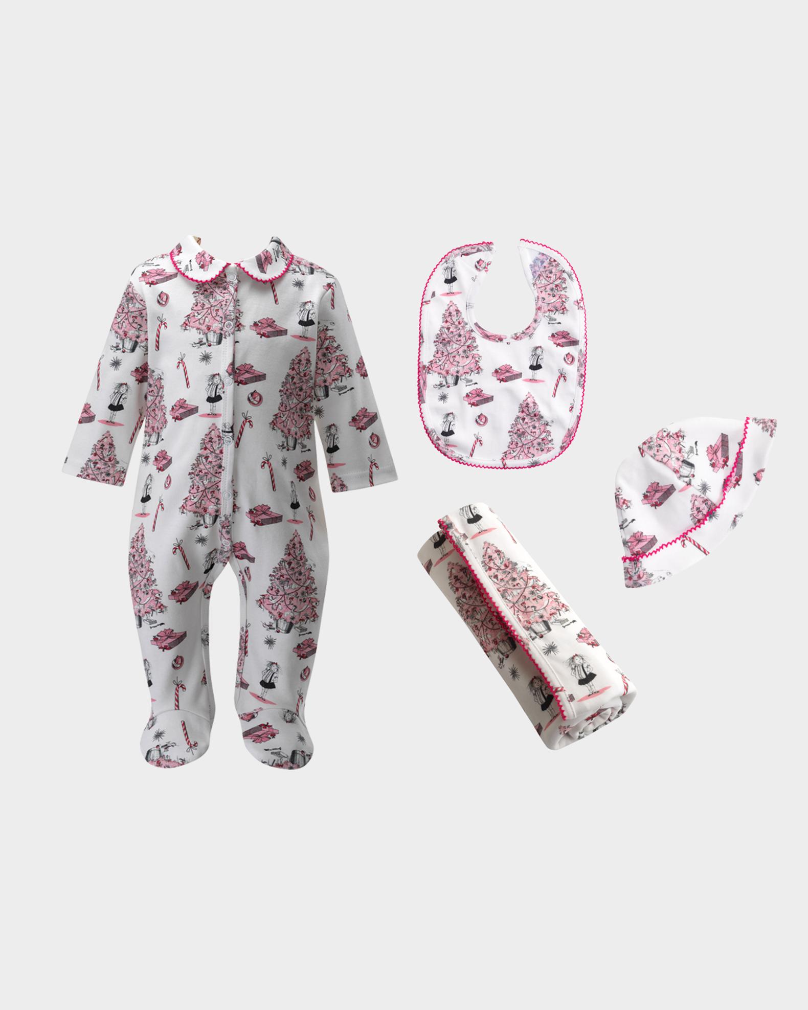 Rachel Riley Girl's Eloise Christmas Tree Babygro 4-Piece Set, Size ...