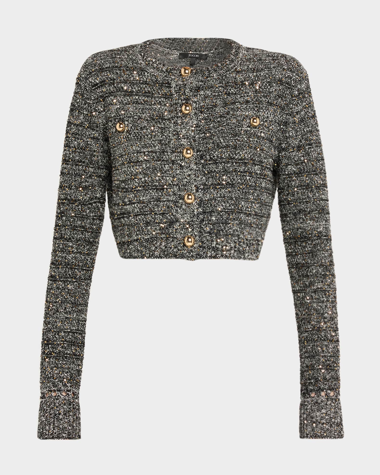 Toccin Miller Sequined Knit Cardigan | Neiman Marcus