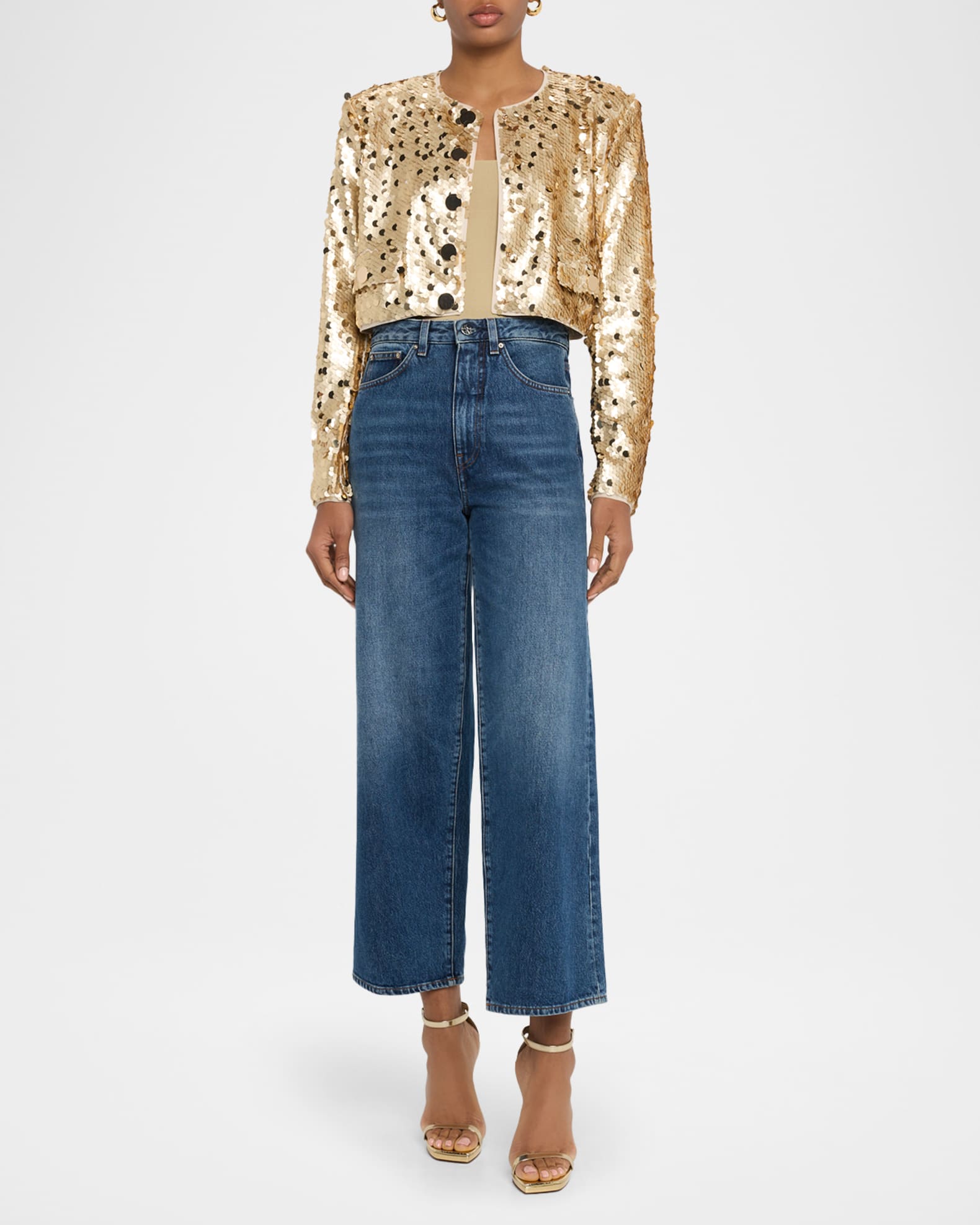 Toccin Jones Sequined Cropped Jacket | Neiman Marcus