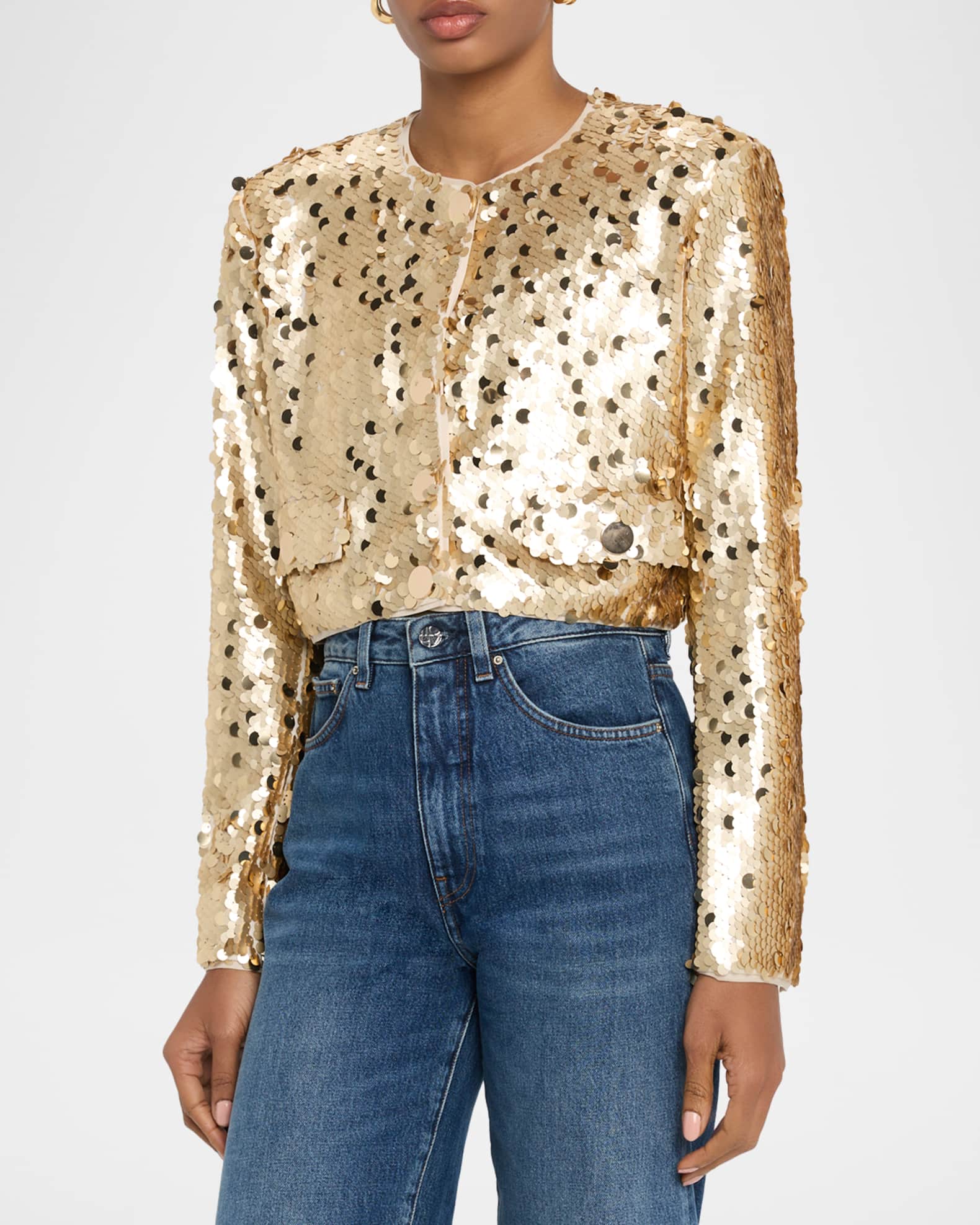 Toccin Jones Sequined Cropped Jacket | Neiman Marcus