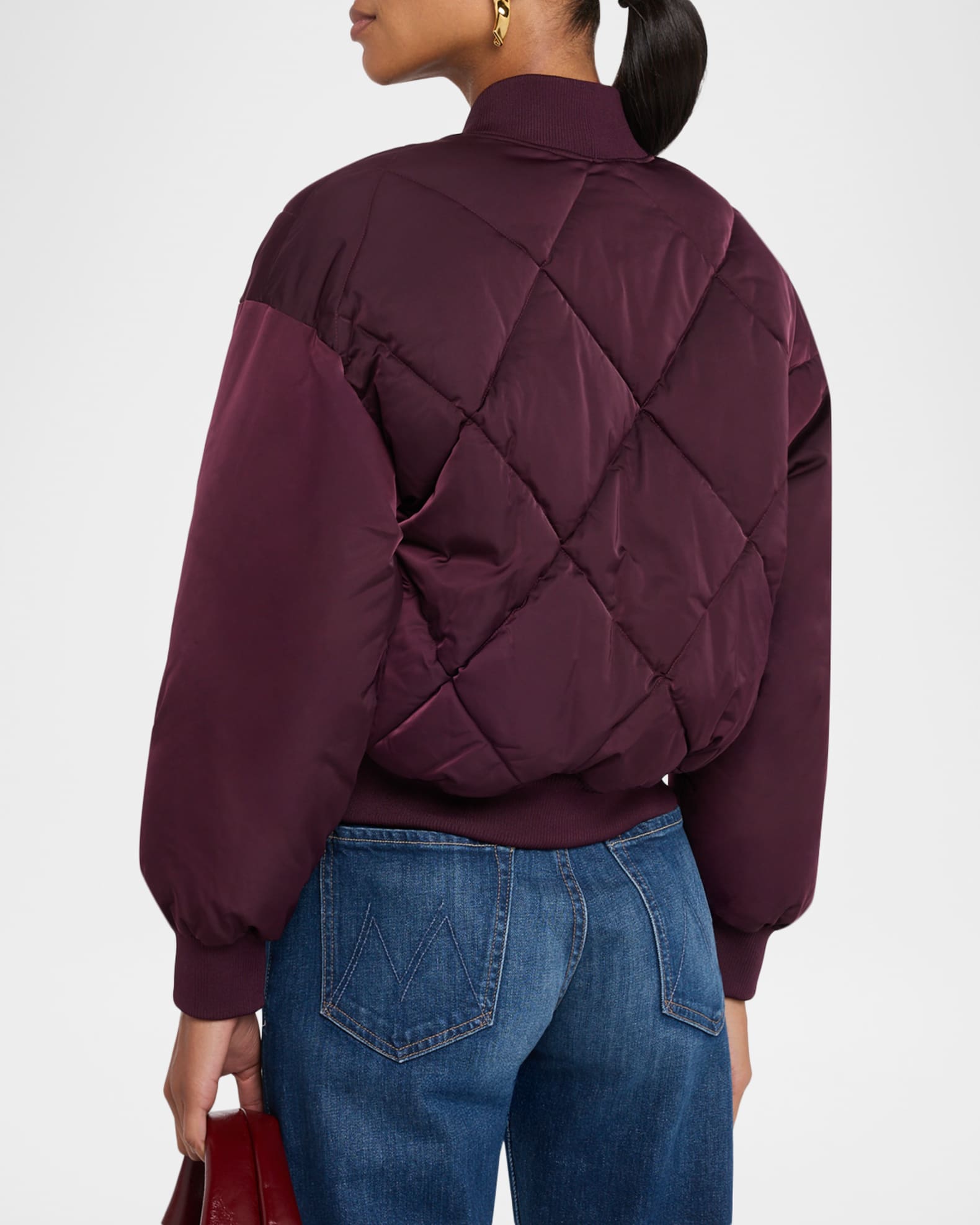 L'Agence Violeta Reversible Quilted Puffer Bomber Jacket | Neiman Marcus