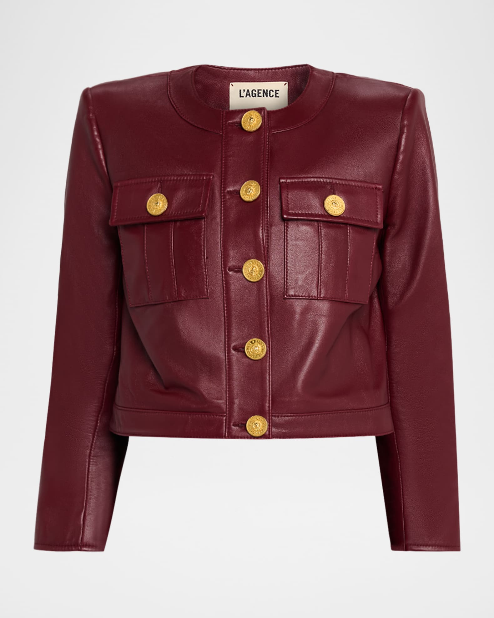 L'Agence Deidra Cropped Leather Jacket | Neiman Marcus