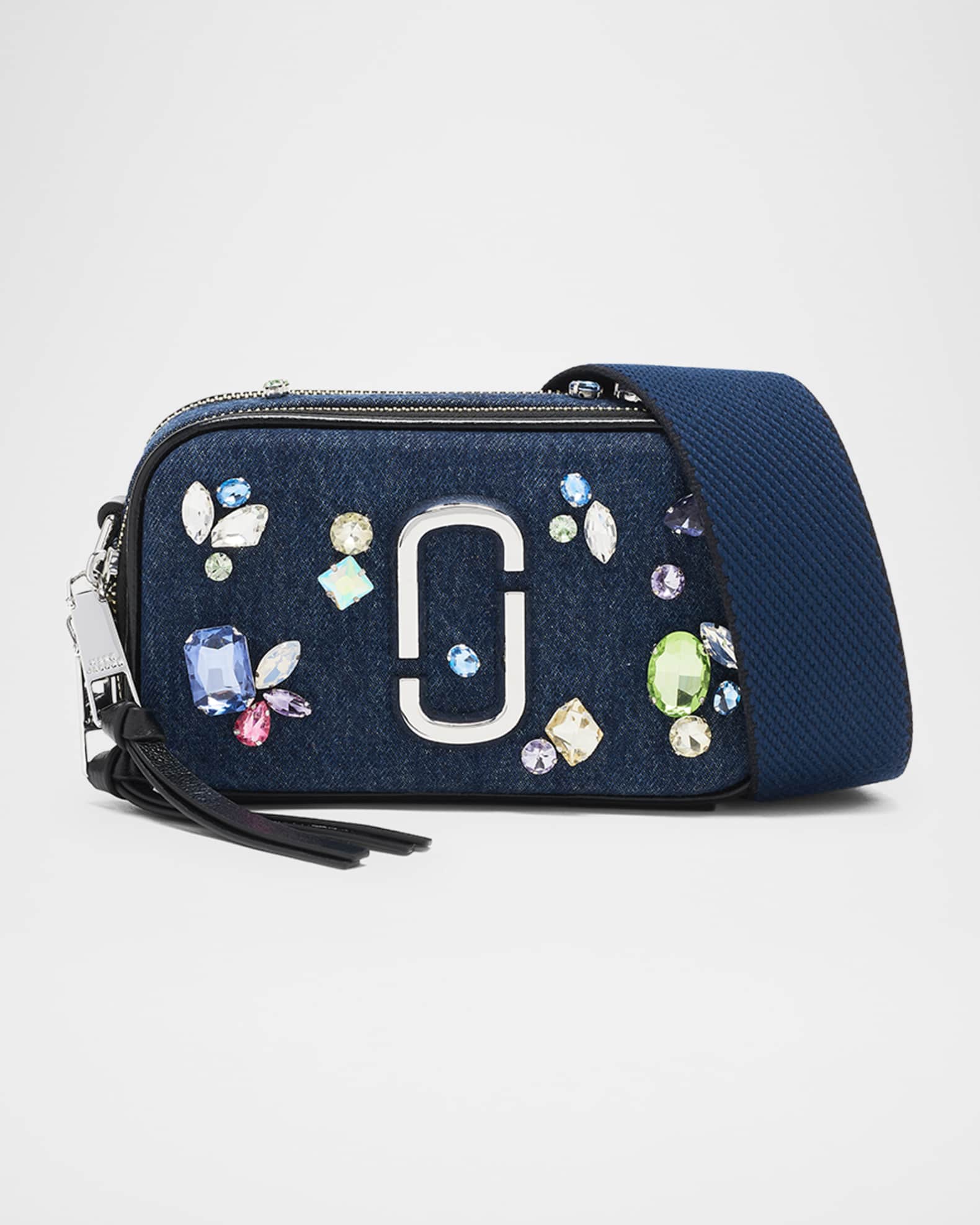 Marc Jacobs The Snapshot Embellished Denim Crossbody Bag | Neiman Marcus