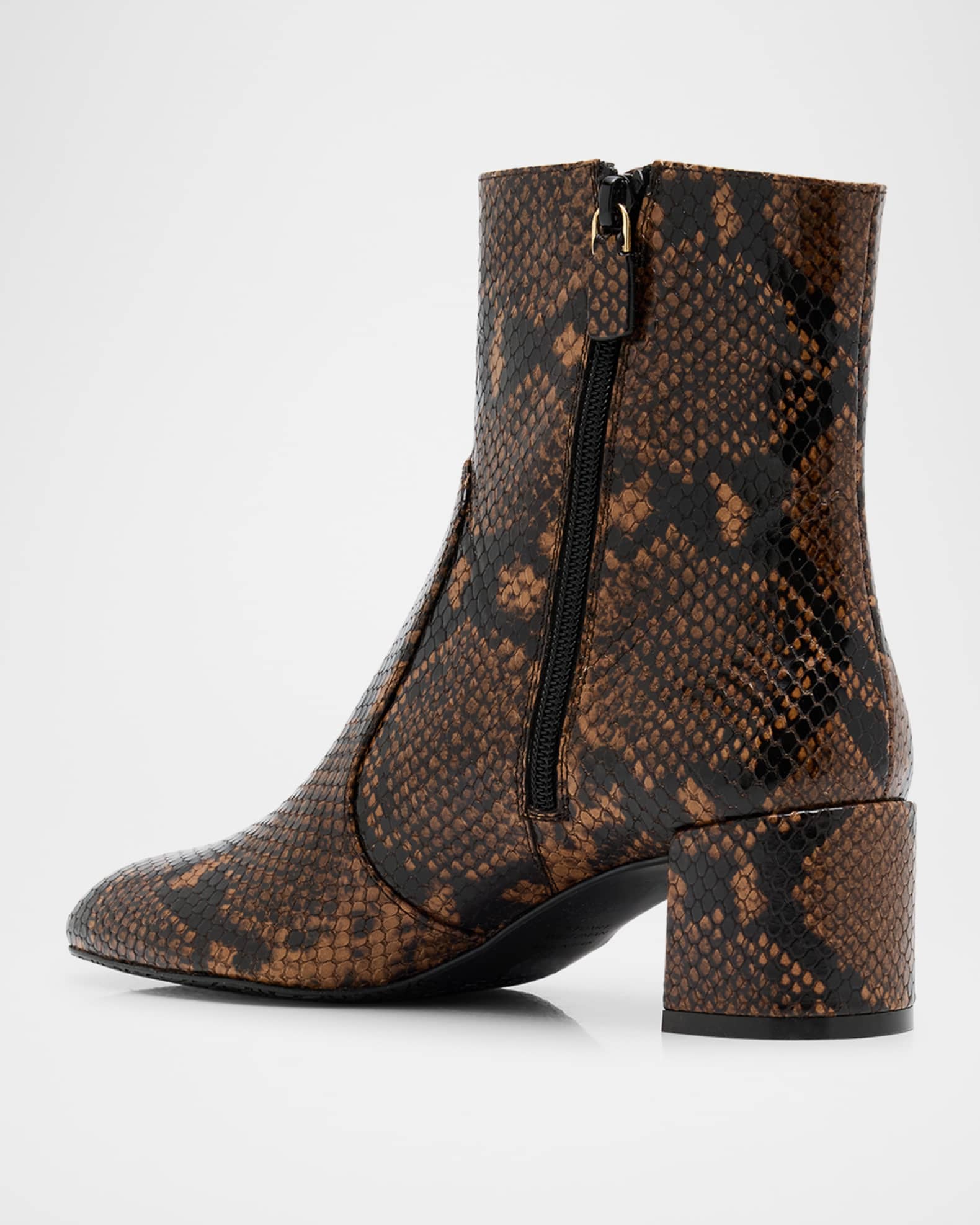 Stuart Weitzman Maeve Snake-Printed Leather Booties | Neiman Marcus