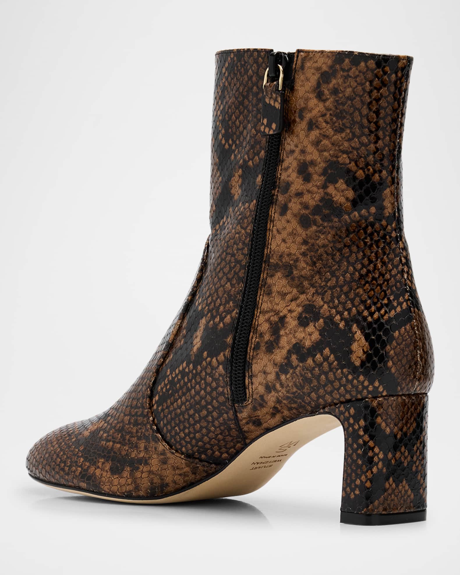 Babette Snake-Printed Leather Booties | Neiman Marcus