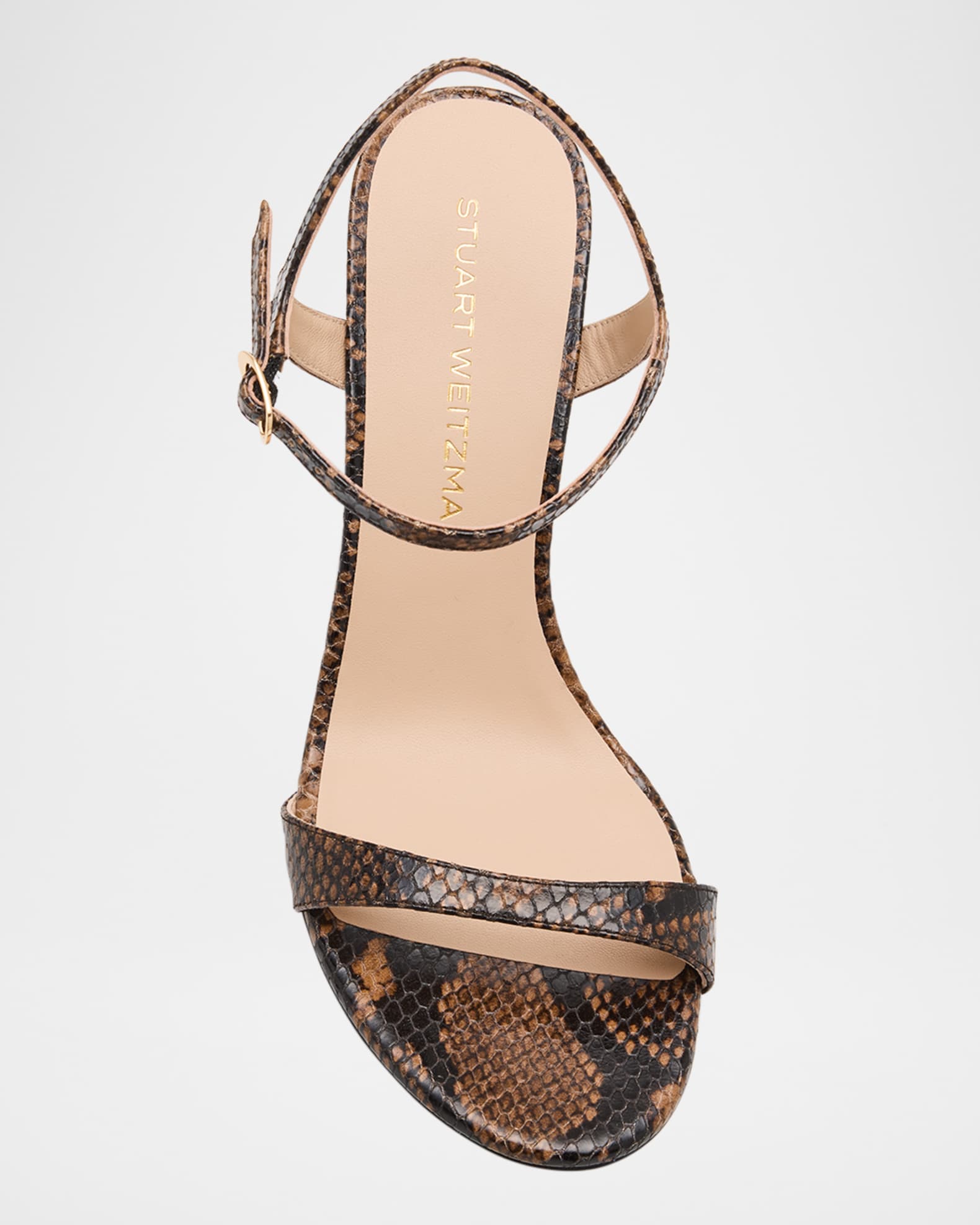 Stuart Weitzman Babette Snake-Embossed Leather Sandals | Neiman Marcus