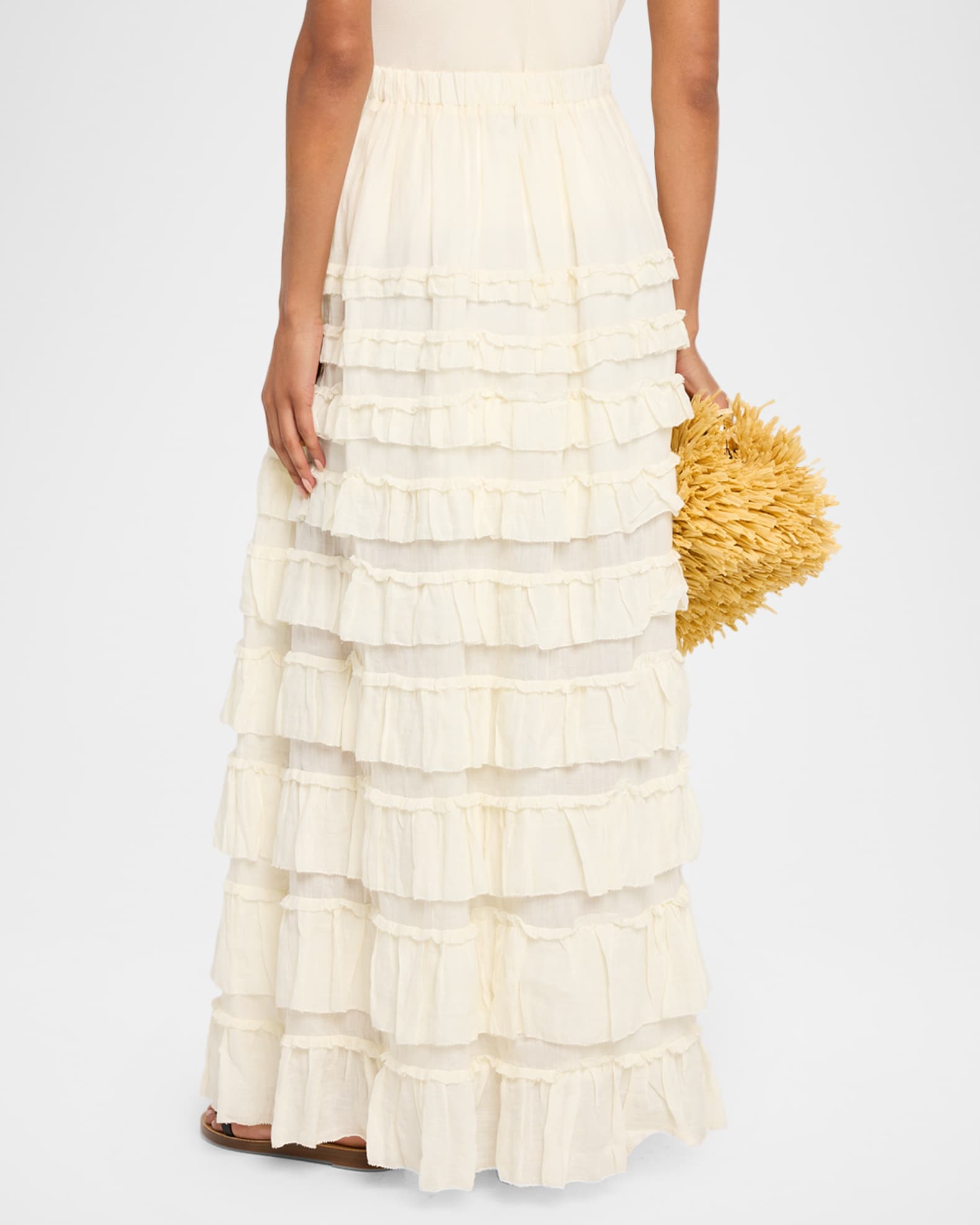 Sea Anise Pull-On Ruffle Maxi Skirt | Neiman Marcus