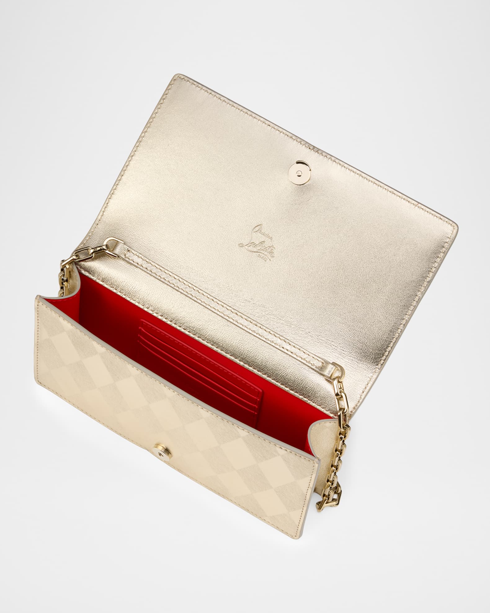 Christian Louboutin Bettina Clutch Bag in Laminated Leather | Neiman Marcus