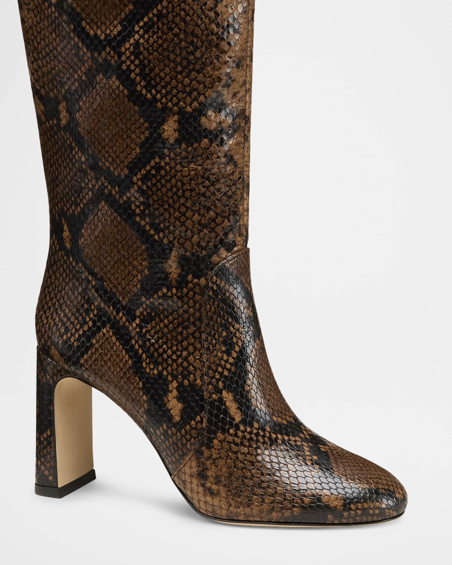 Stuart Weitzman 85mm Babette Tubo Snake-Printed Leather Knee-High Boots ...