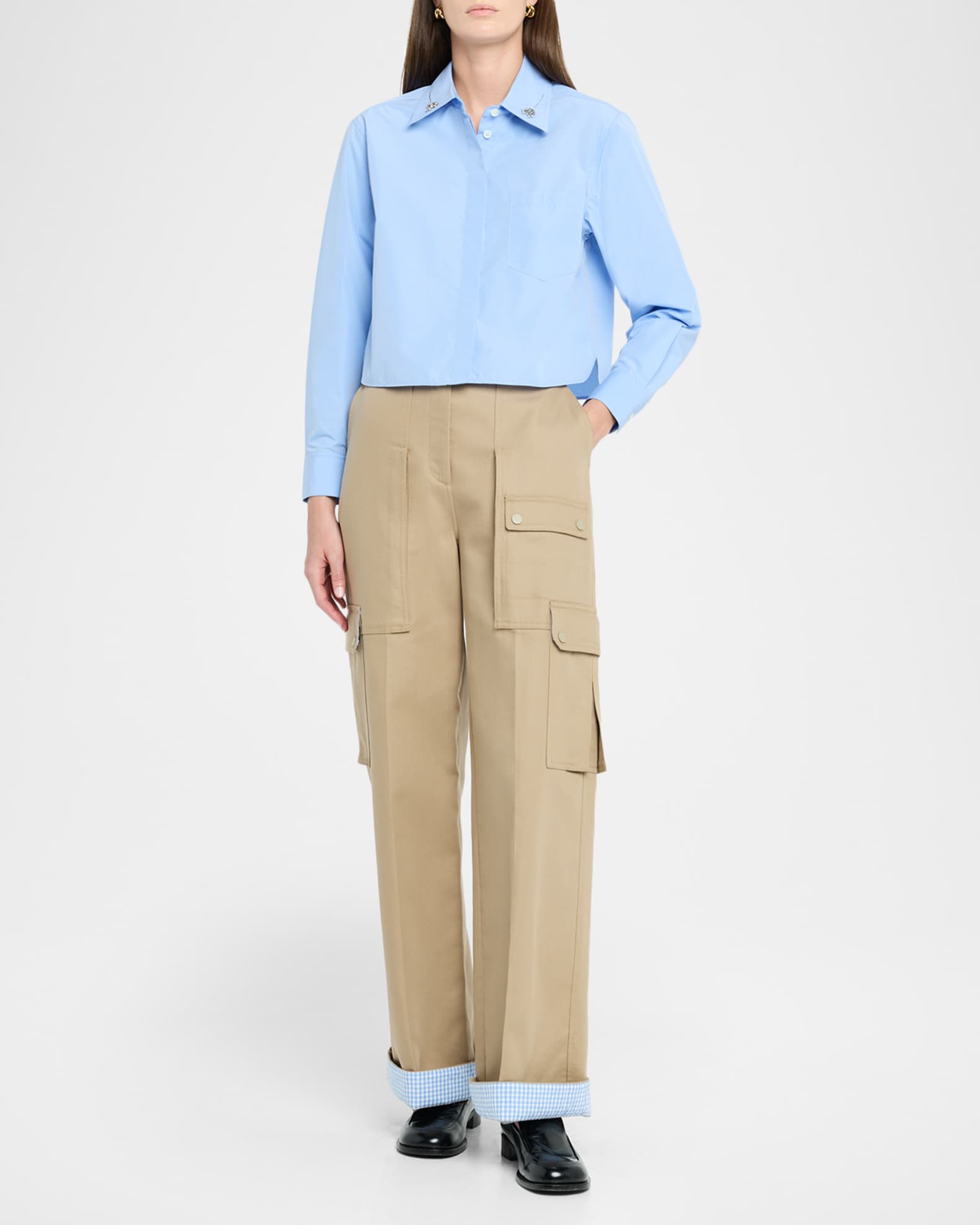 3.1 Phillip Lim Long-Sleeve Shirt with Embellished Collar | Neiman Marcus