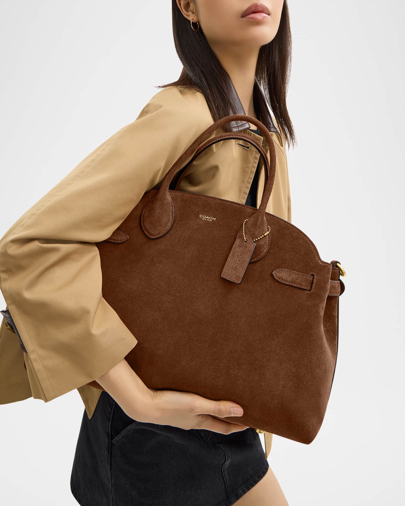 Coach Empire 40 Soft Suede Carryall Crossbody Bag | Neiman Marcus