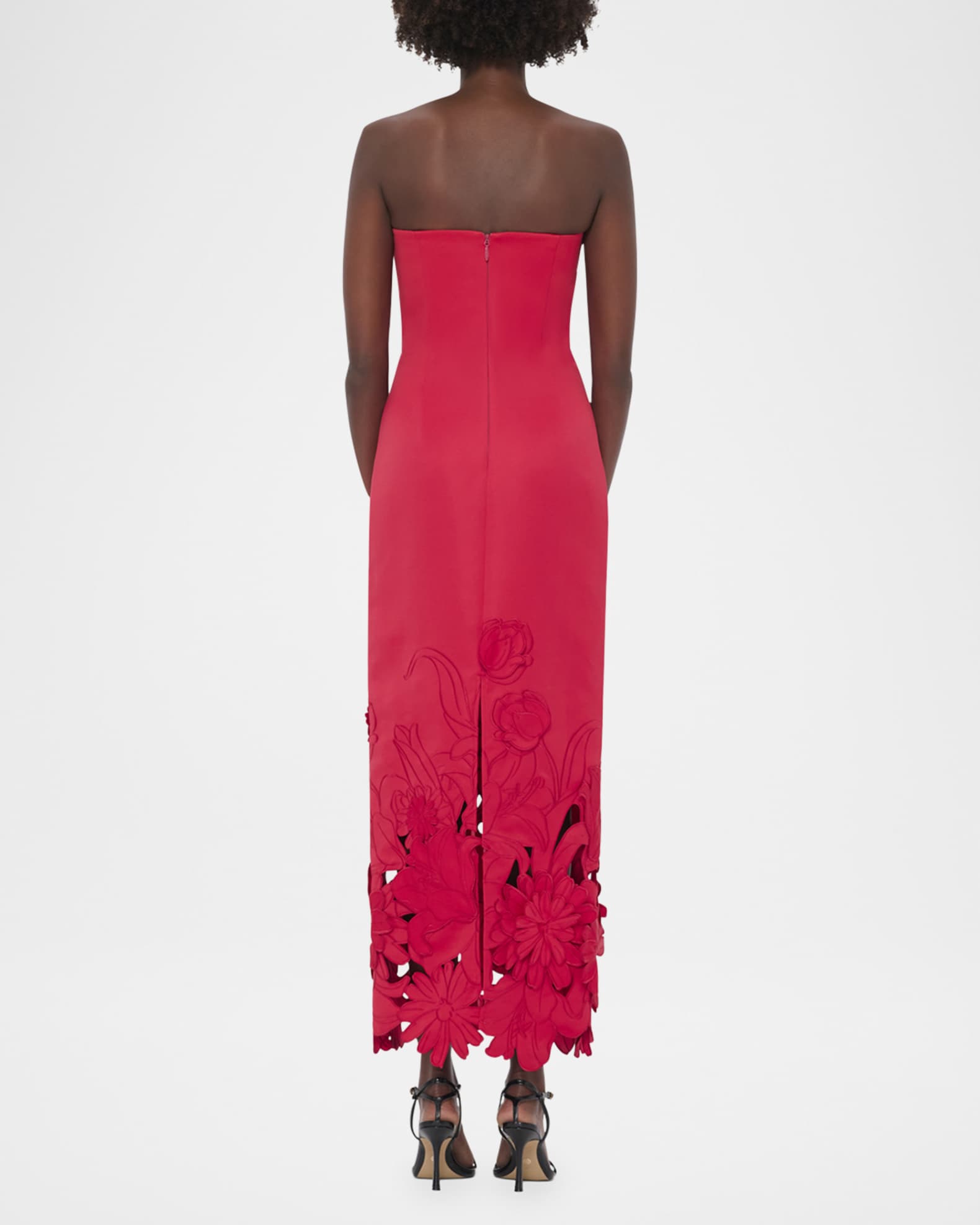 LEO LIN Zayna Embroidered Cutout Bustier Maxi Dress | Neiman Marcus