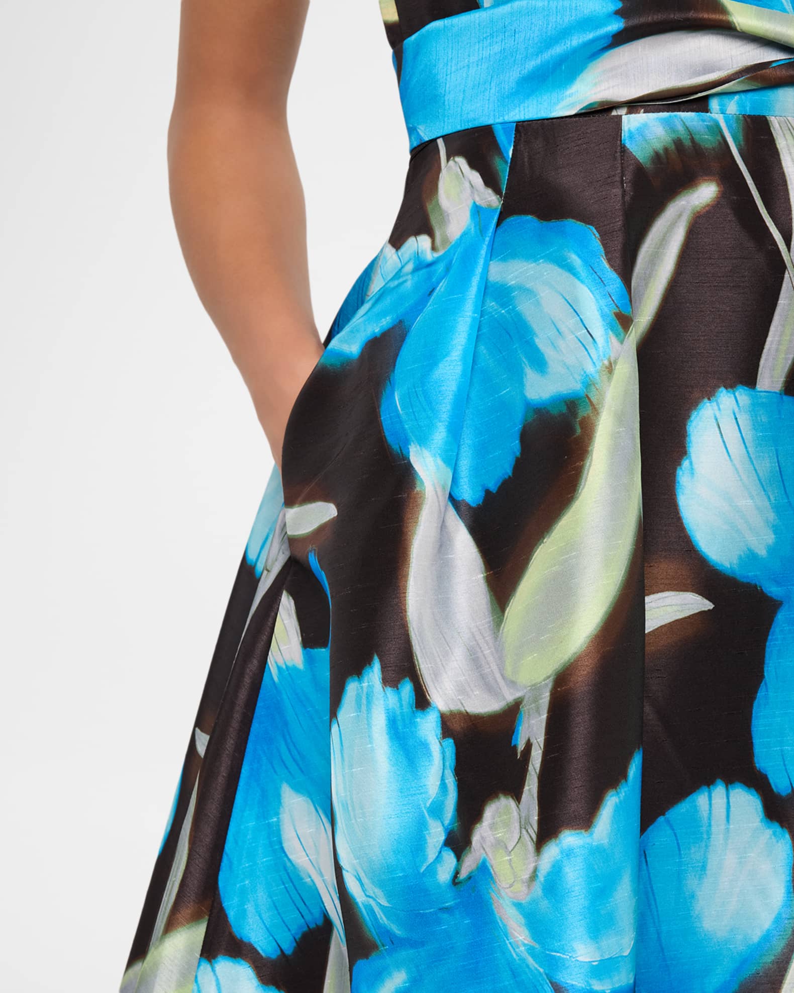 REBECCA VALLANCE Ingrid Strapless Floral-Print Midi Dress | Neiman Marcus