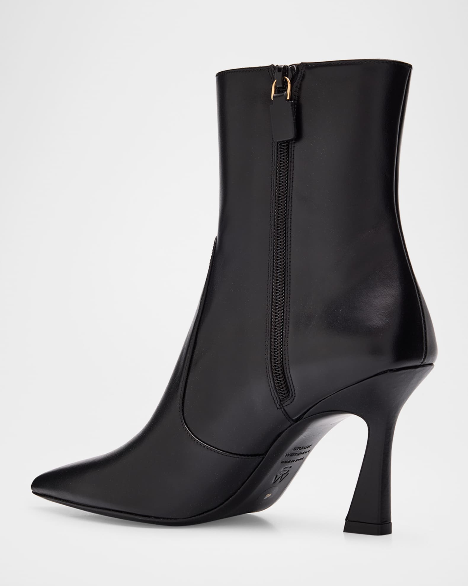 Stuart Weitzman 85mm Vinnie Leather Zip Booties | Neiman Marcus