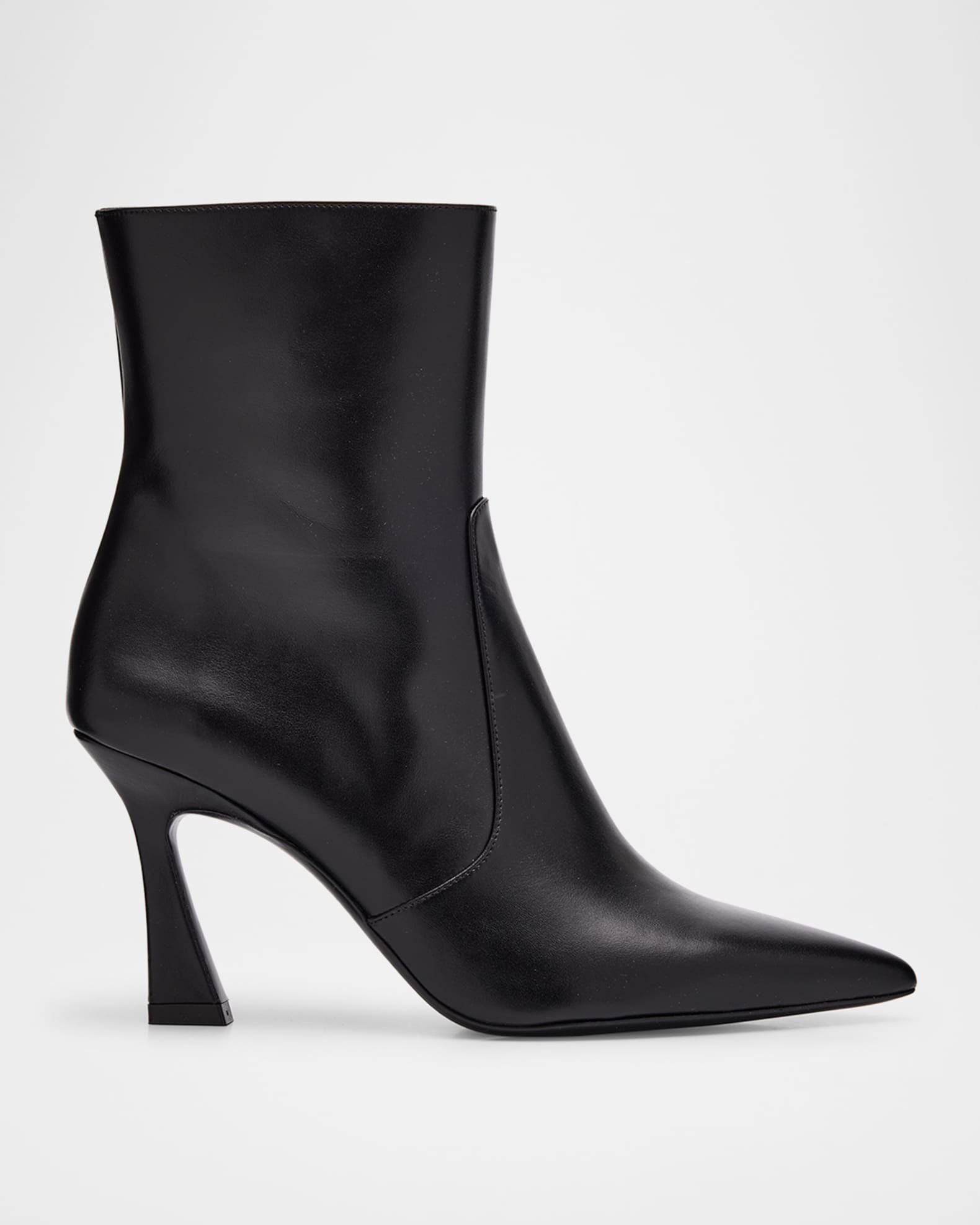 Stuart Weitzman 85mm Vinnie Leather Zip Booties | Neiman Marcus