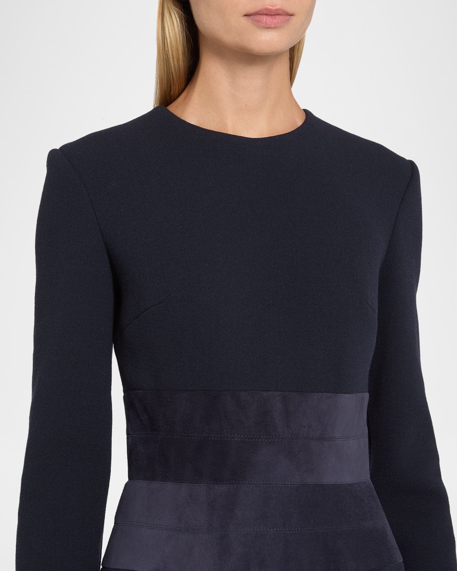 Sergio Hudson Long-Sleeve A-Line Midi Dress | Neiman Marcus