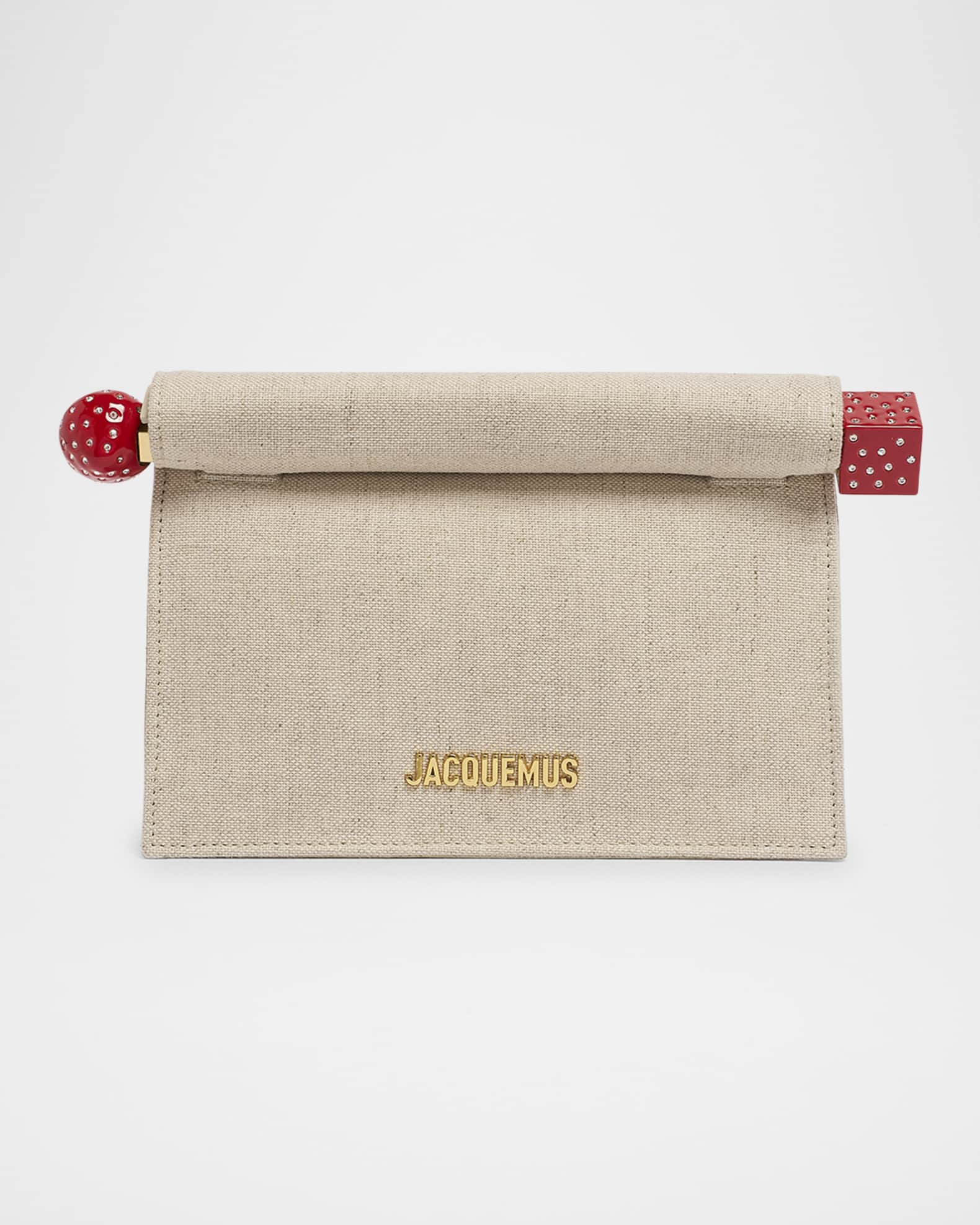 Jacquemus La Petit Rond Carré Linen Clutch Bag | Neiman Marcus