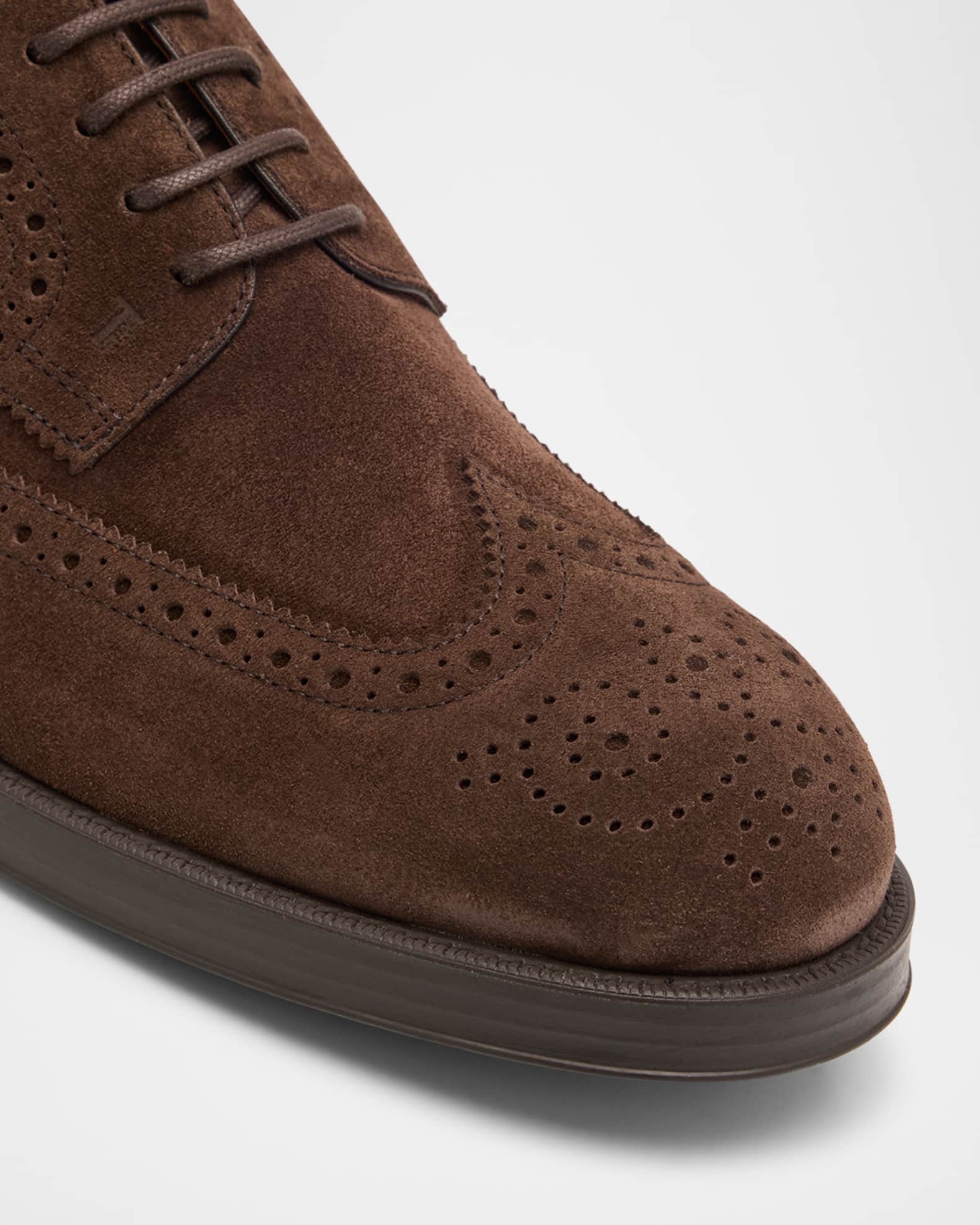 Tod's Men's Suede Wingtip Brogue Rubber-Sole Derby Shoes | Neiman Marcus