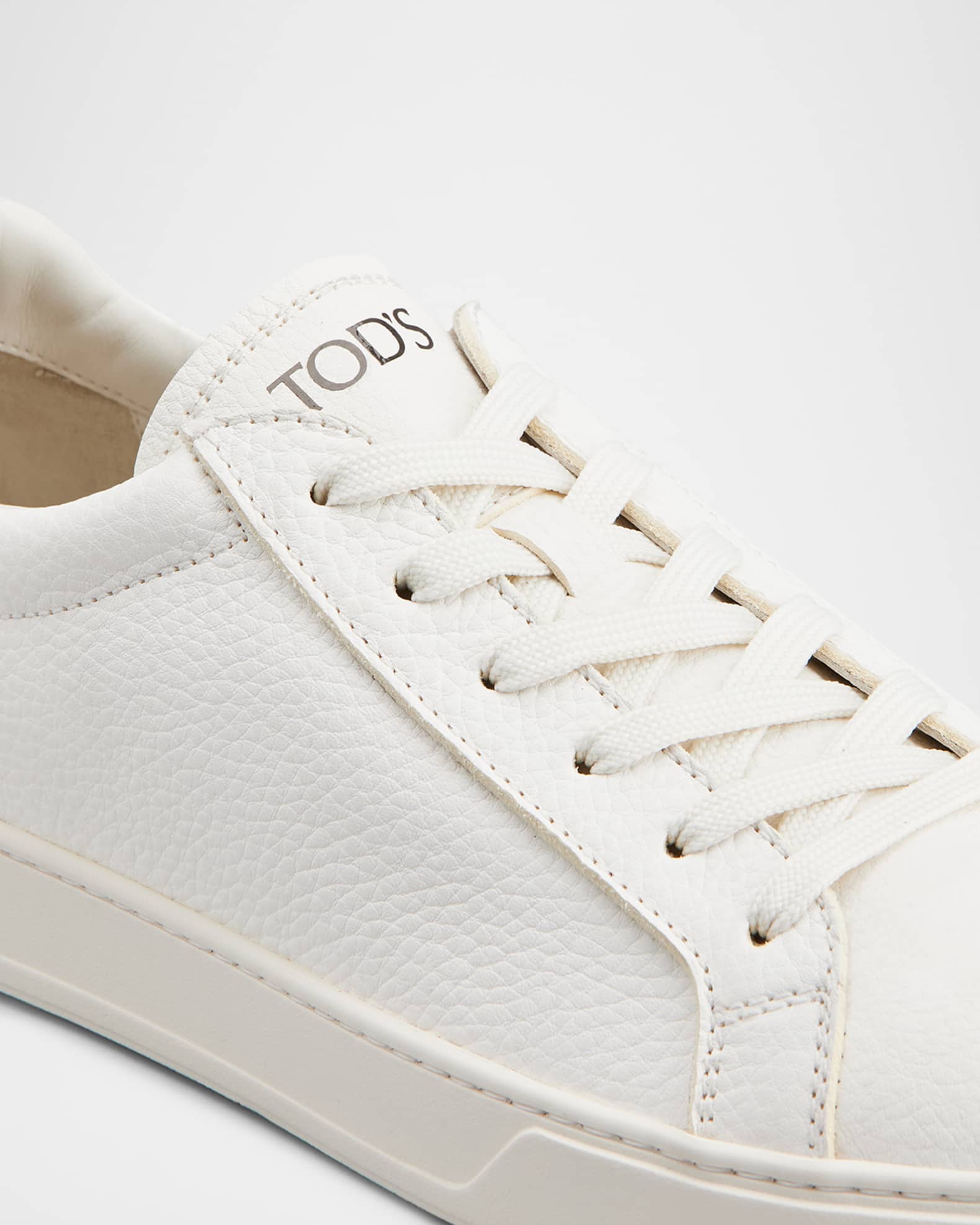 Tod's Men's Grainy Leather Logo Low-Top Sneakers | Neiman Marcus
