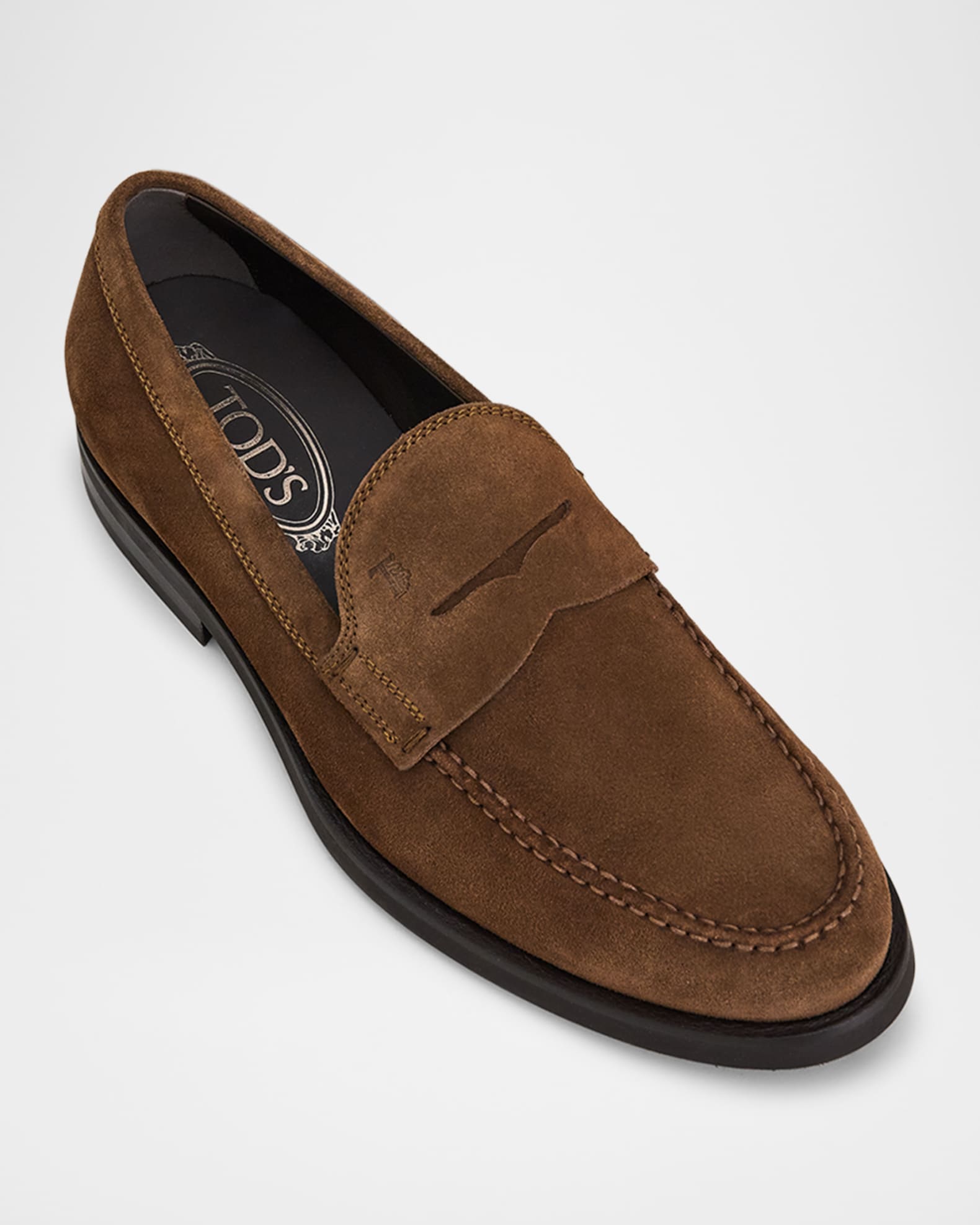 Tod's Men's Suede Rubber-Sole Penny Loafers | Neiman Marcus