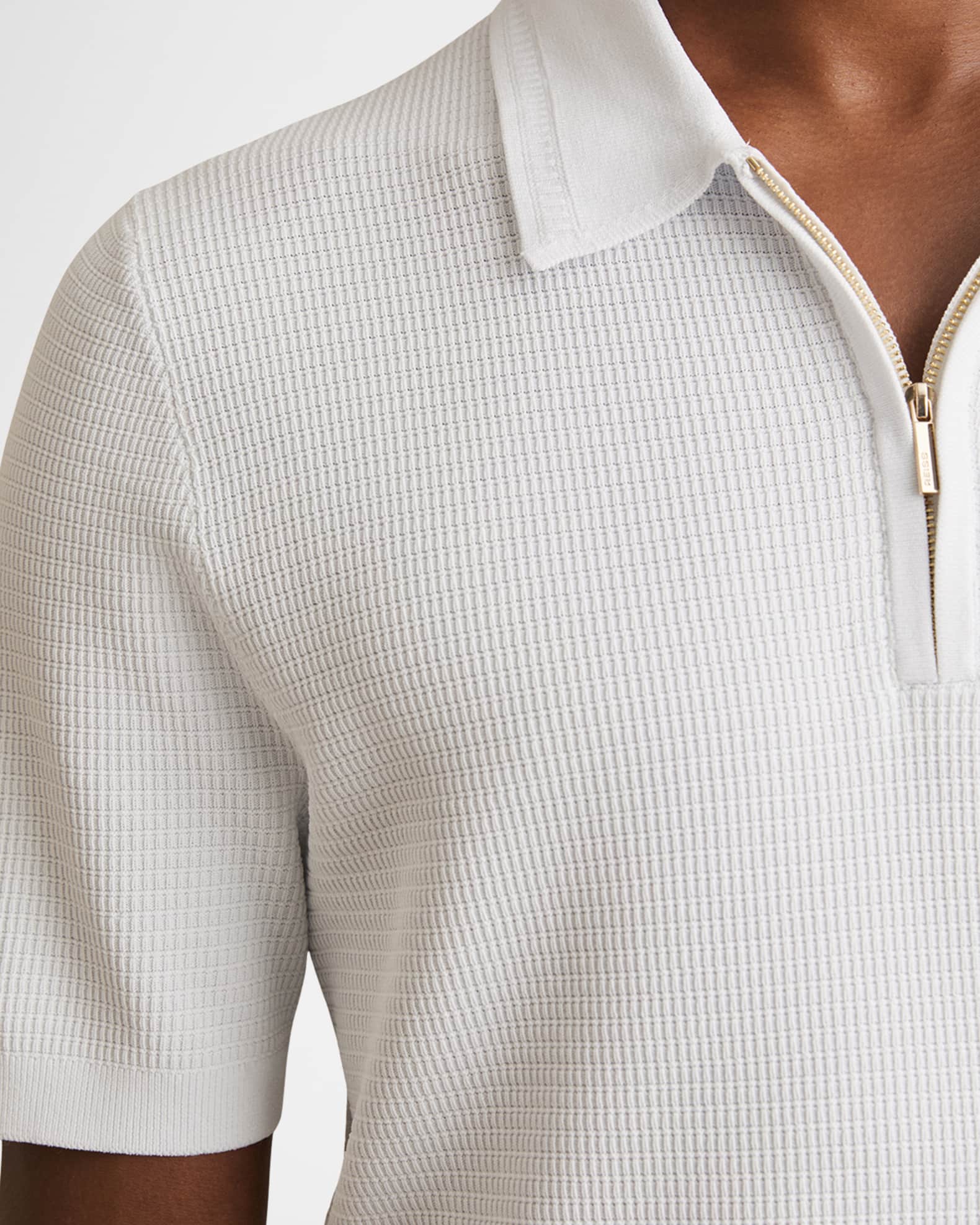 Reiss Men's Regis Half-Zip Texture Knit Polo Shirt | Neiman Marcus