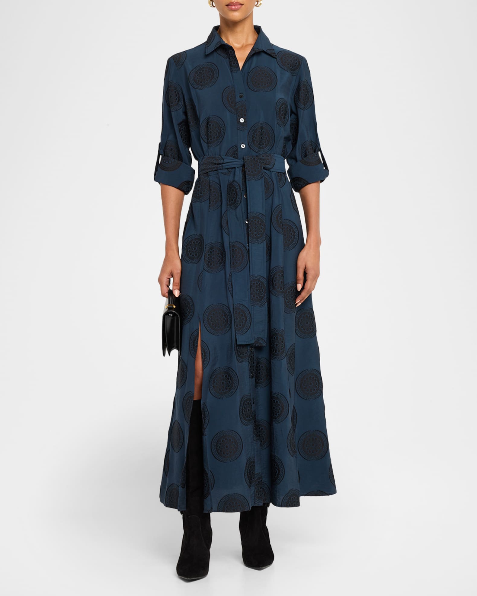 Finley Laine Medallion Jacquard Maxi Shirtdress | Neiman Marcus