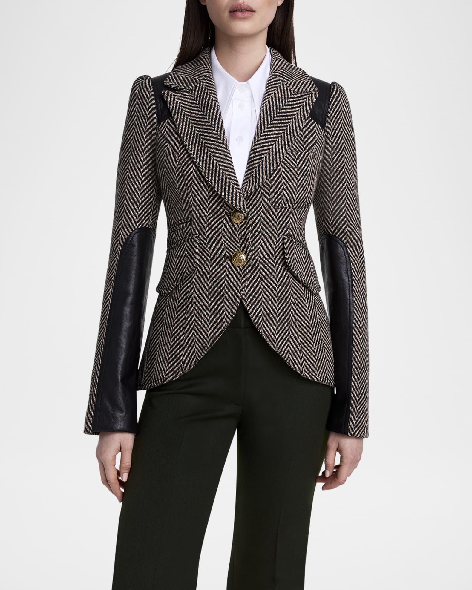 Smythe Herringbone Saddle Patch Equestrian Blazer | Neiman Marcus