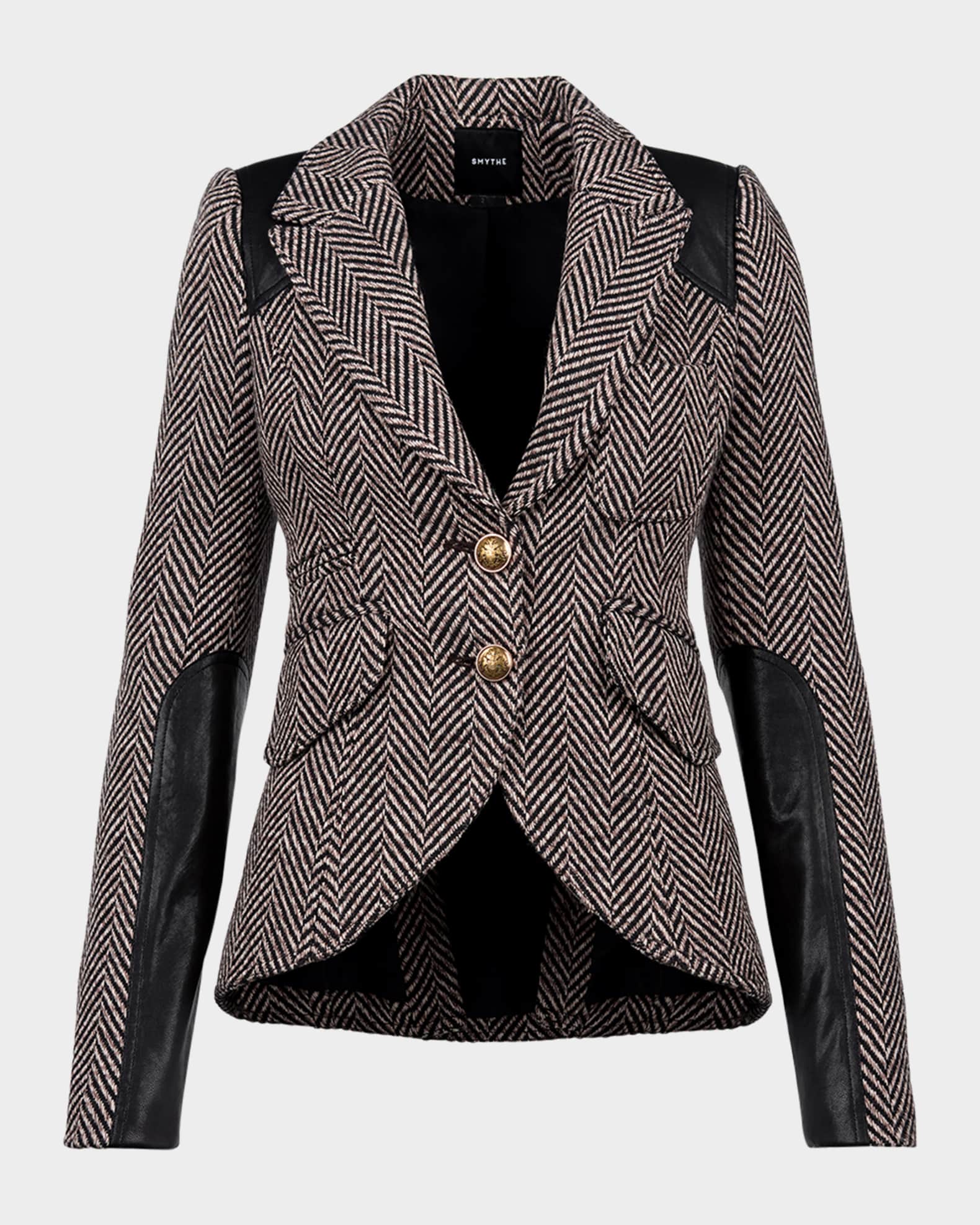 Smythe Herringbone Saddle Patch Equestrian Blazer | Neiman Marcus